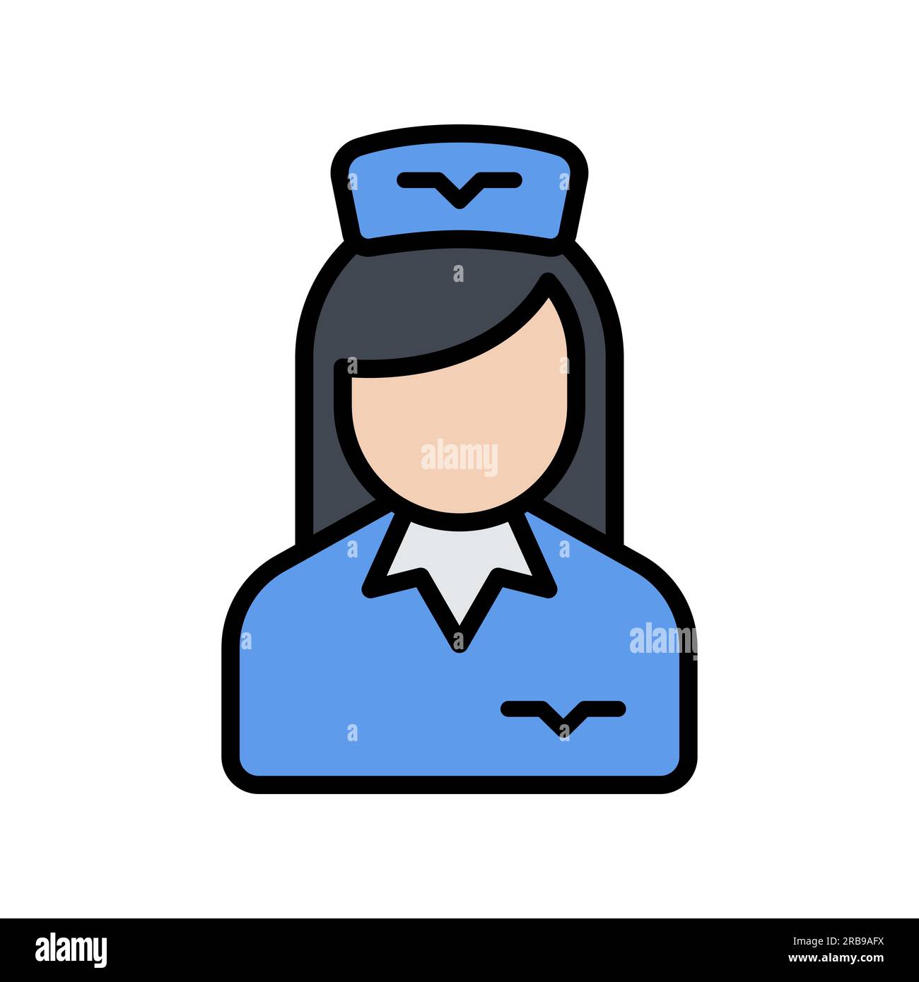 stewardess line color filled icons isolated Stock Vector Image & Art ...
