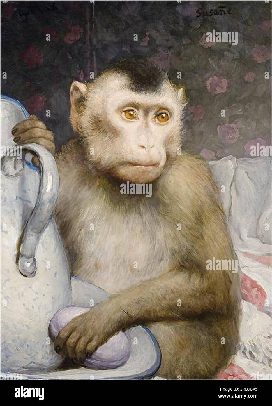 Monkey with Pitcher by Gabriel von Max Stock Photo - Alamy