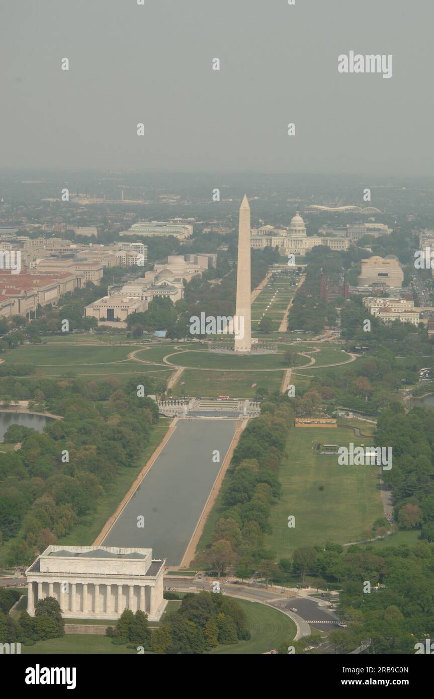 Aerial views of Washington, D.C. buildings, monuments, landscapes ...