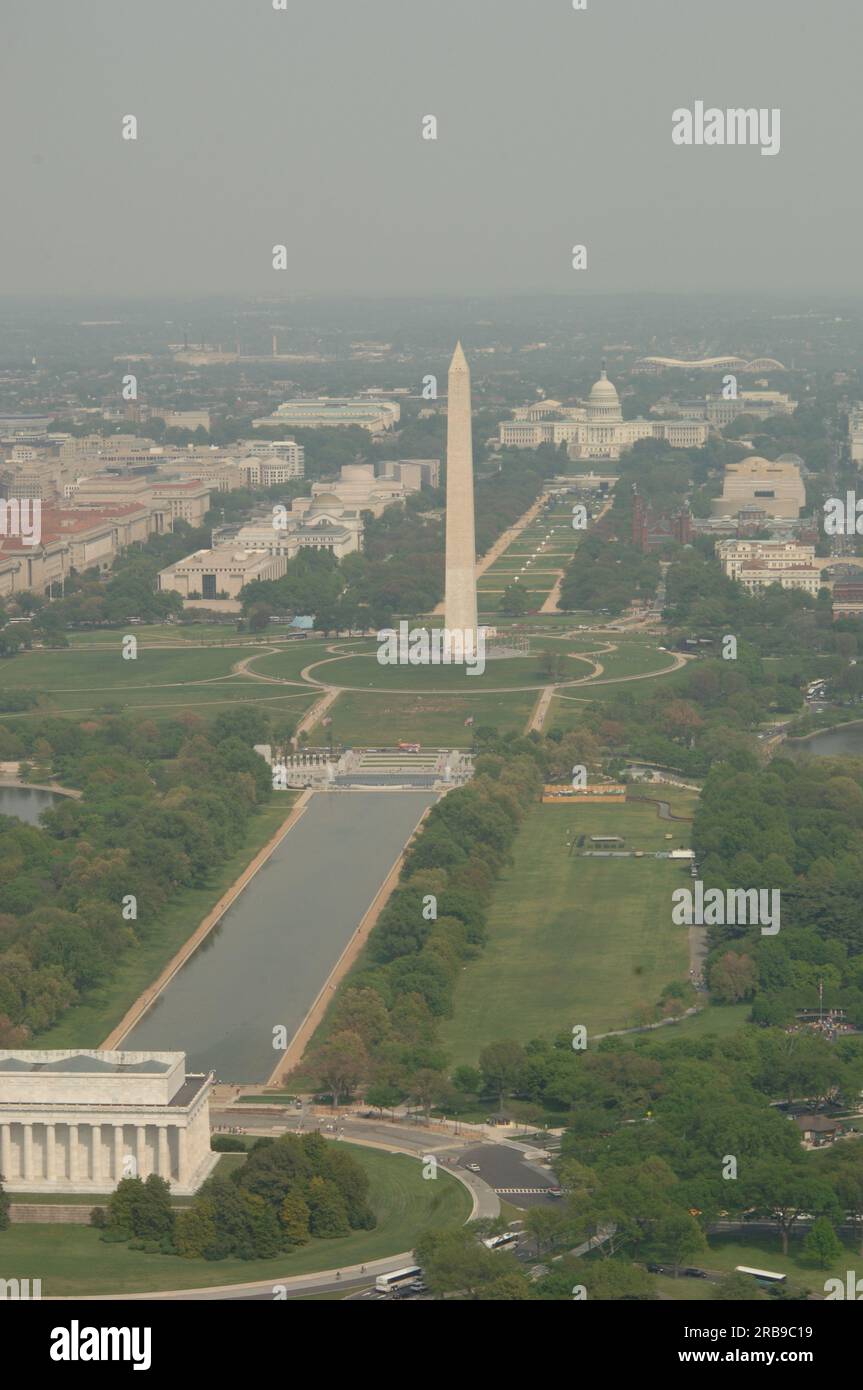 Aerial views of Washington, D.C. buildings, monuments, landscapes ...