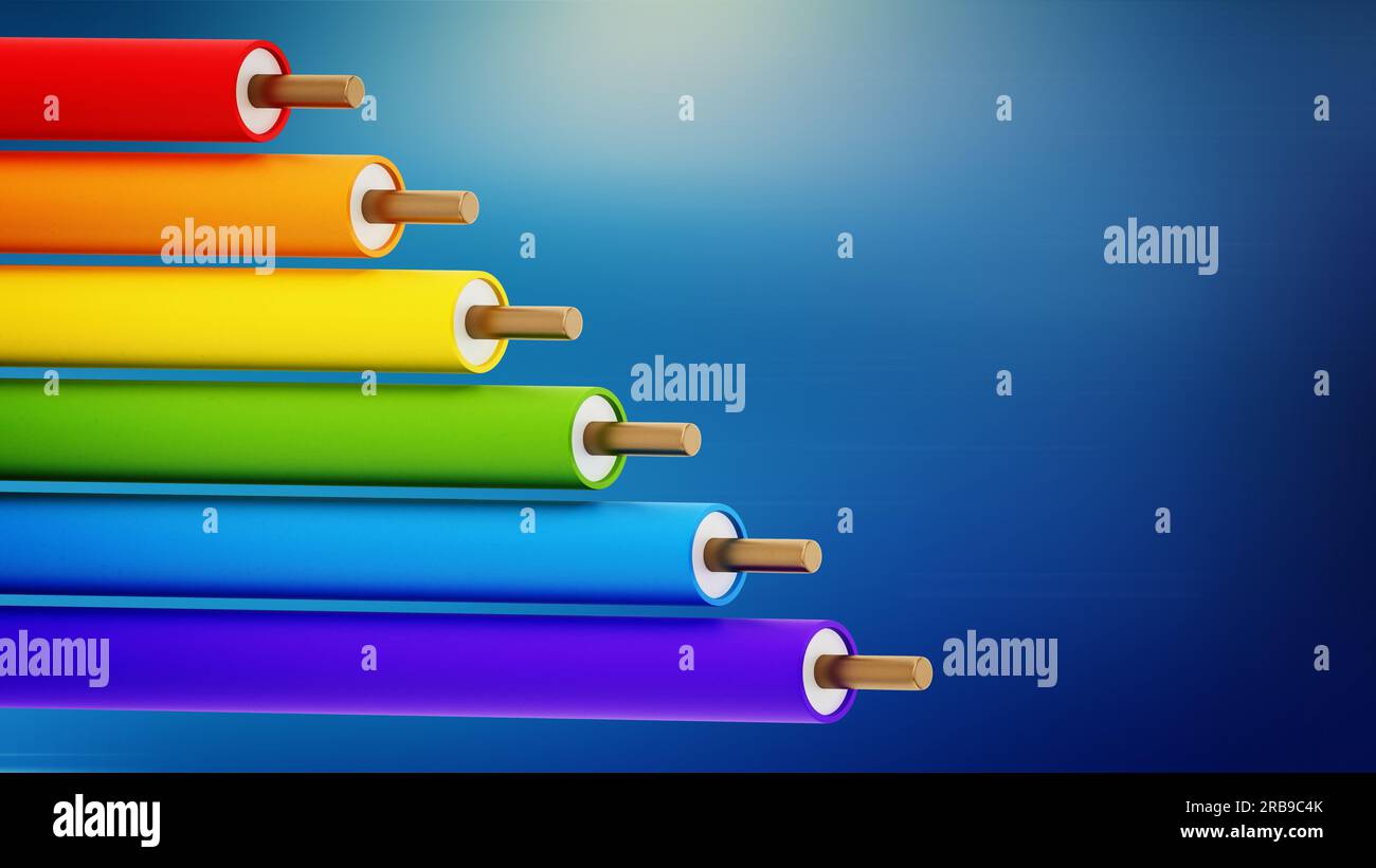 Electric cables isolated on white background. 3D illustration Stock ...