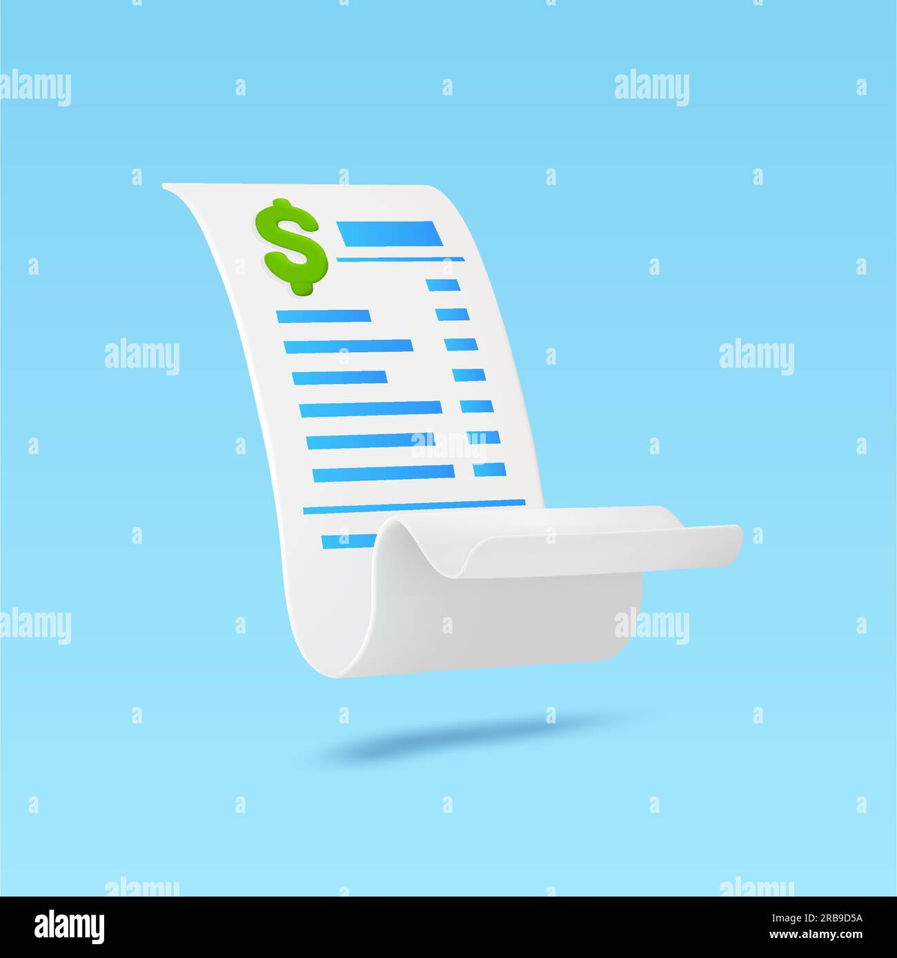 3d receipt bill with dollar sign. pay money with mobile phone banking ...