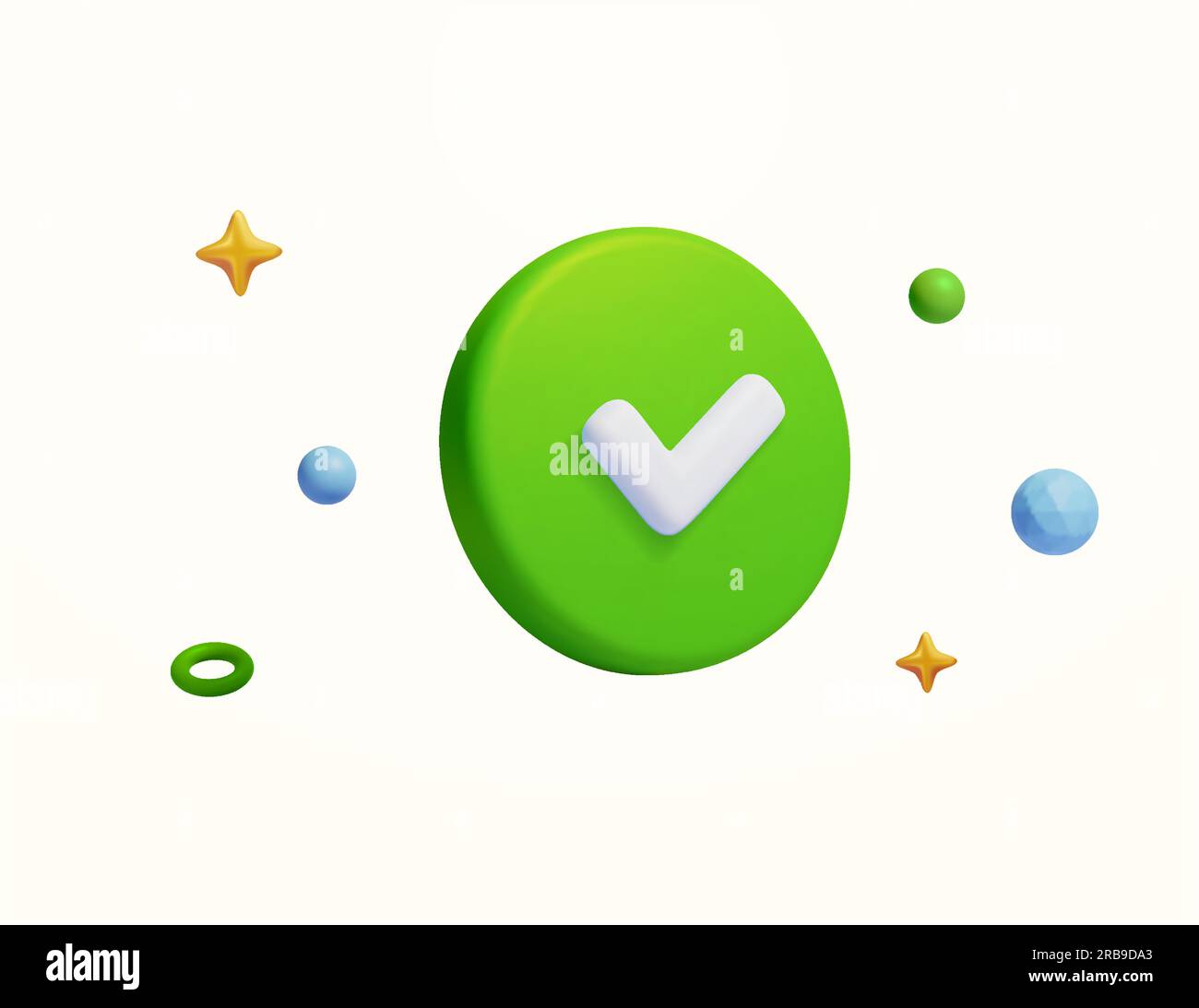 3d green check mark in circle, minimal style, isolated on background ...