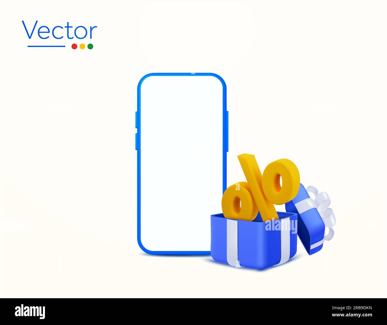 3d smartphone with opened gift box and percentage icon, isolated on ...