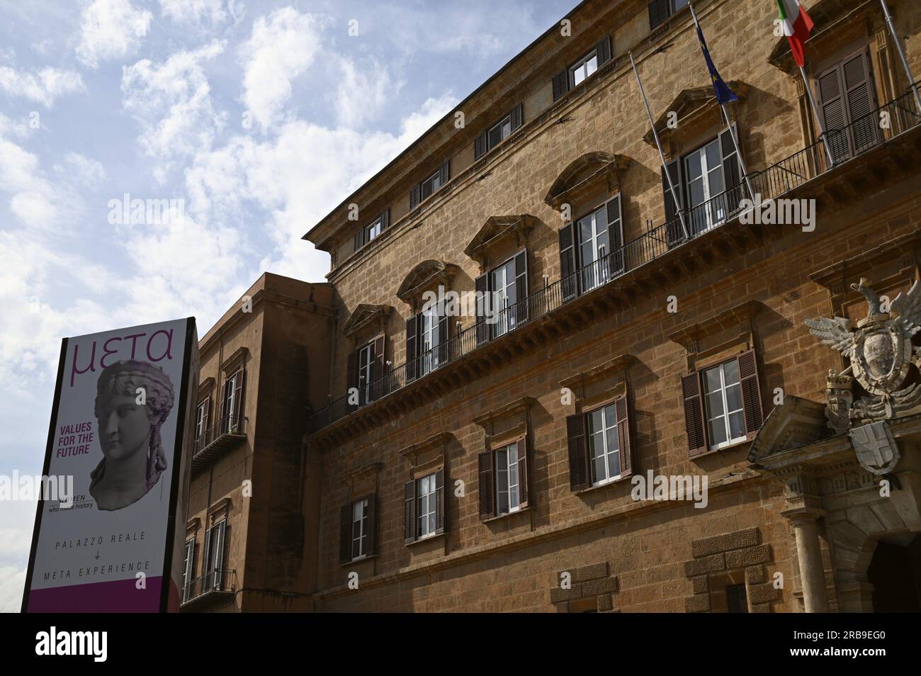 Landscape with scenic facade view of the Norman-Gothic-Arabesque ...