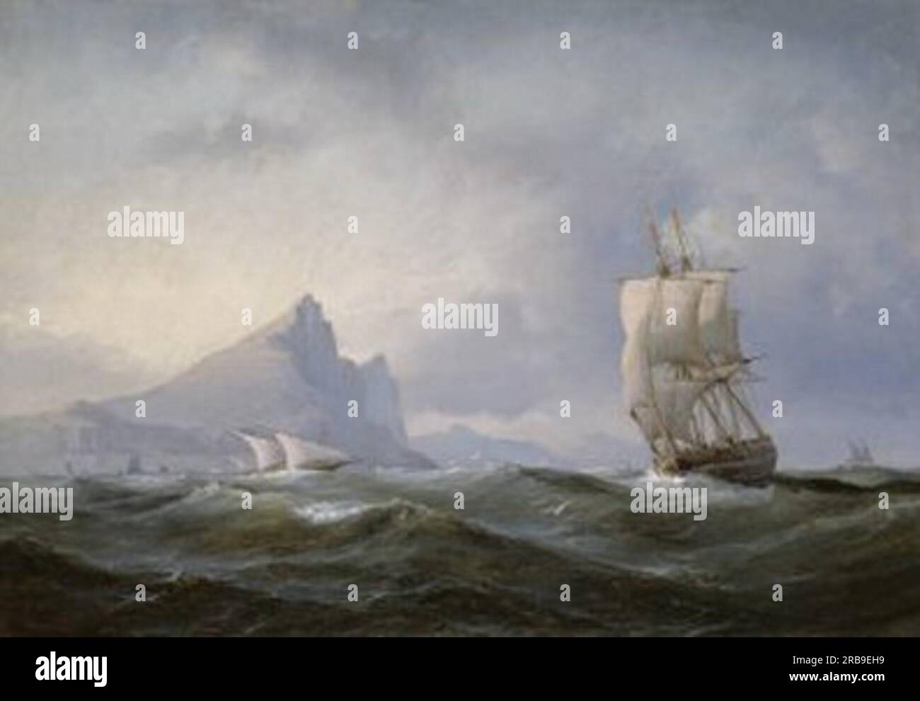 Sailing ship off Gibraltar 1851 by Anton Melbye Stock Photo - Alamy