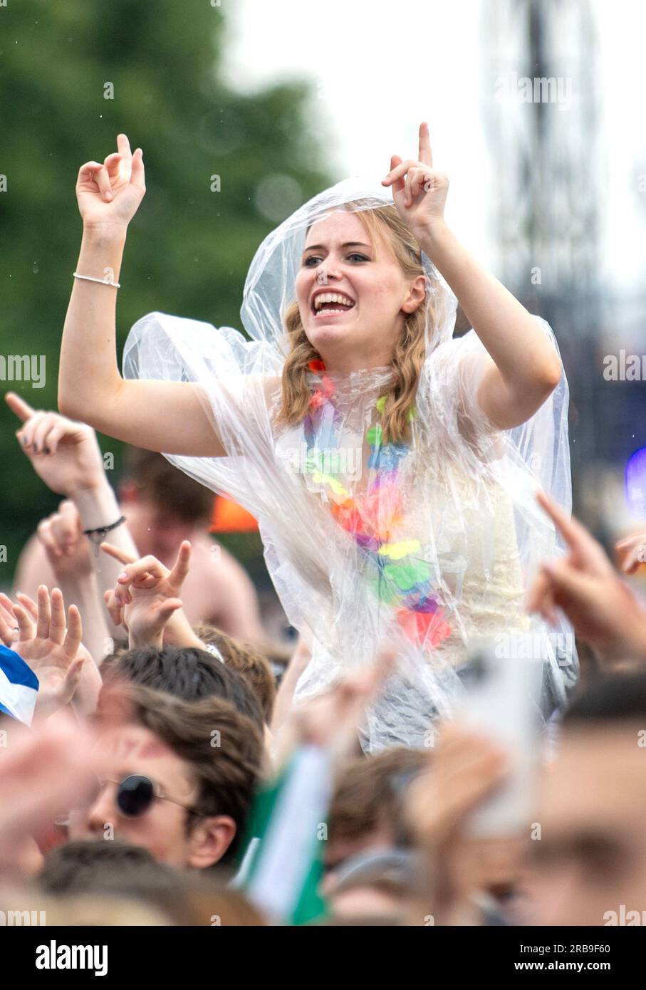 Festival goers watch Inhaler performing on the main stage at the Trnsmt ...