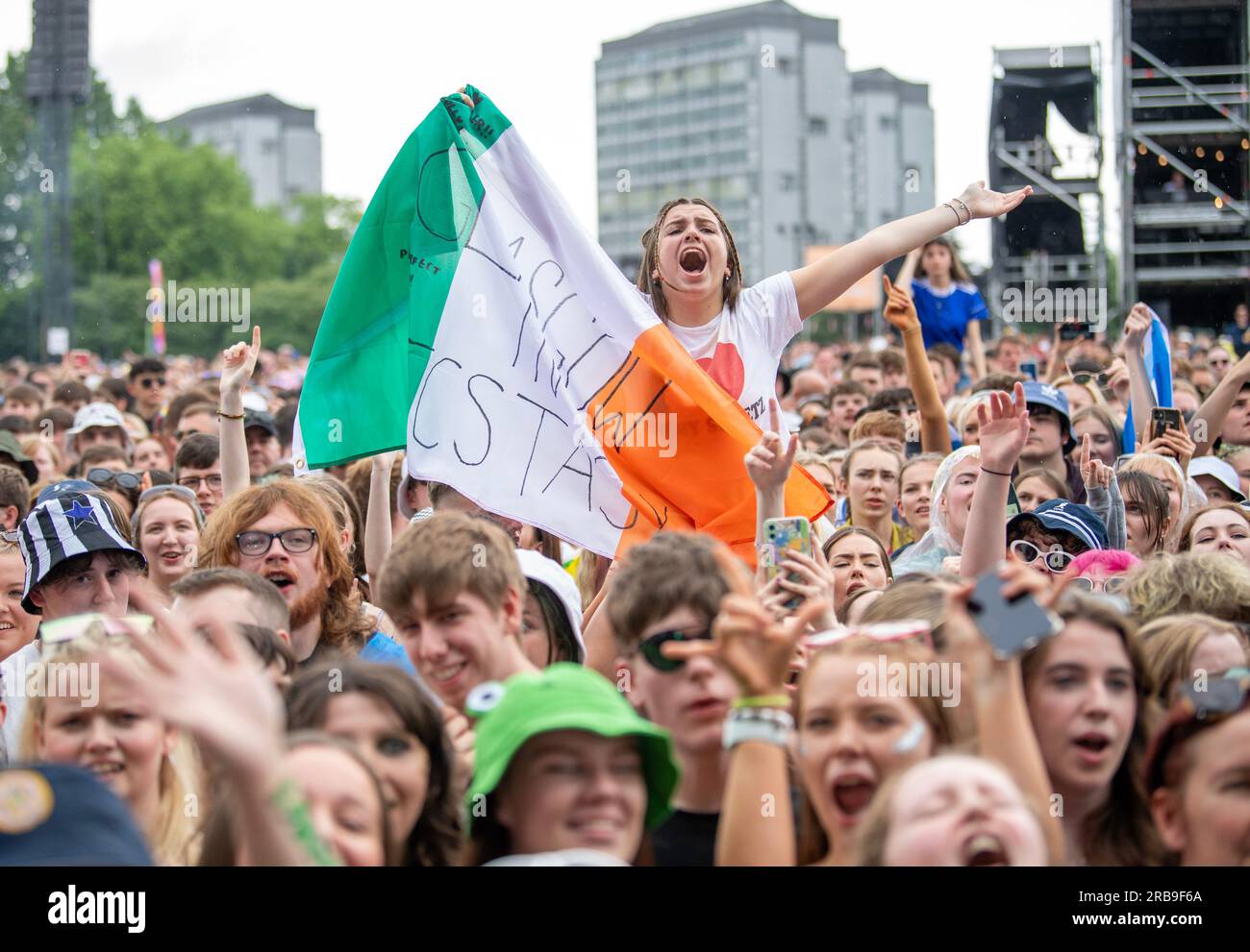 Festival goers watch Inhaler performing on the main stage at the Trnsmt ...