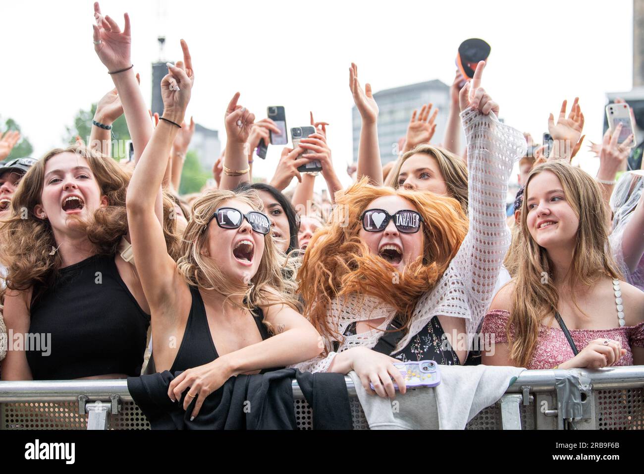 Festival goers watch Inhaler performing on the main stage at the Trnsmt ...