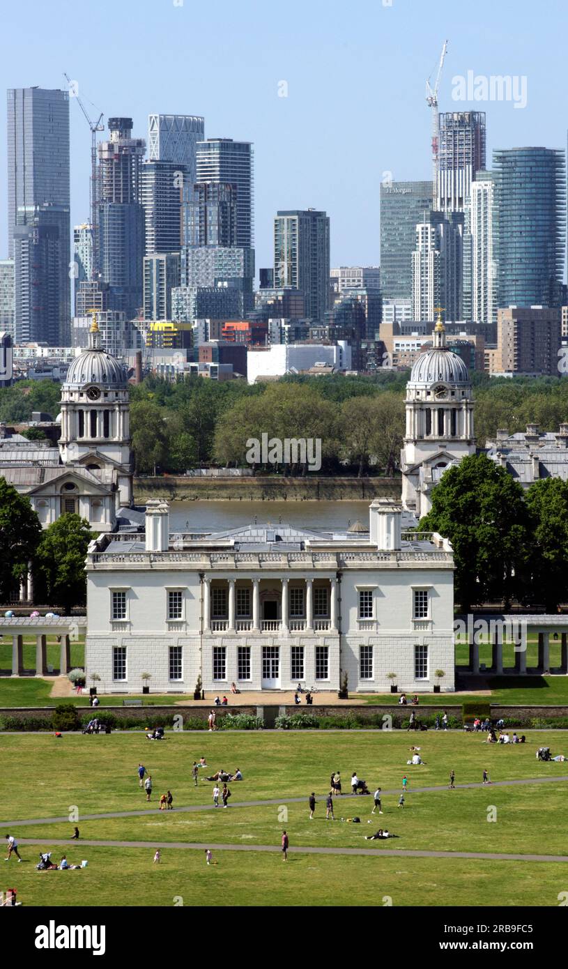 Docklands Skyline view from Greenwich London summer 2023 Stock Photo ...