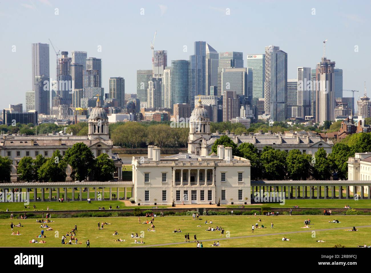 Docklands Skyline view from Greenwich London summer 2023 Stock Photo ...