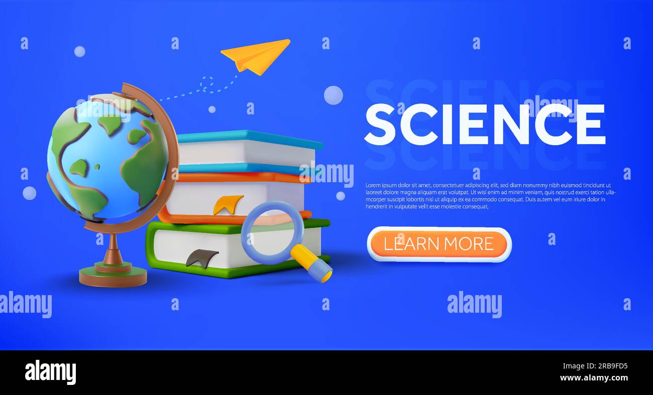 3d globe or earth with books and magnifying glass, paper plane ...