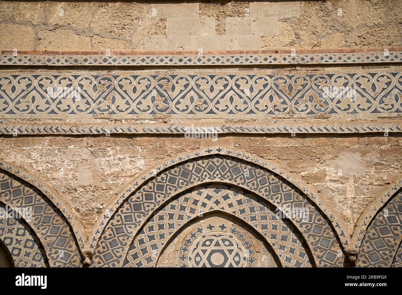Architectural detail with Norman and Arabesque elements on the exterior ...