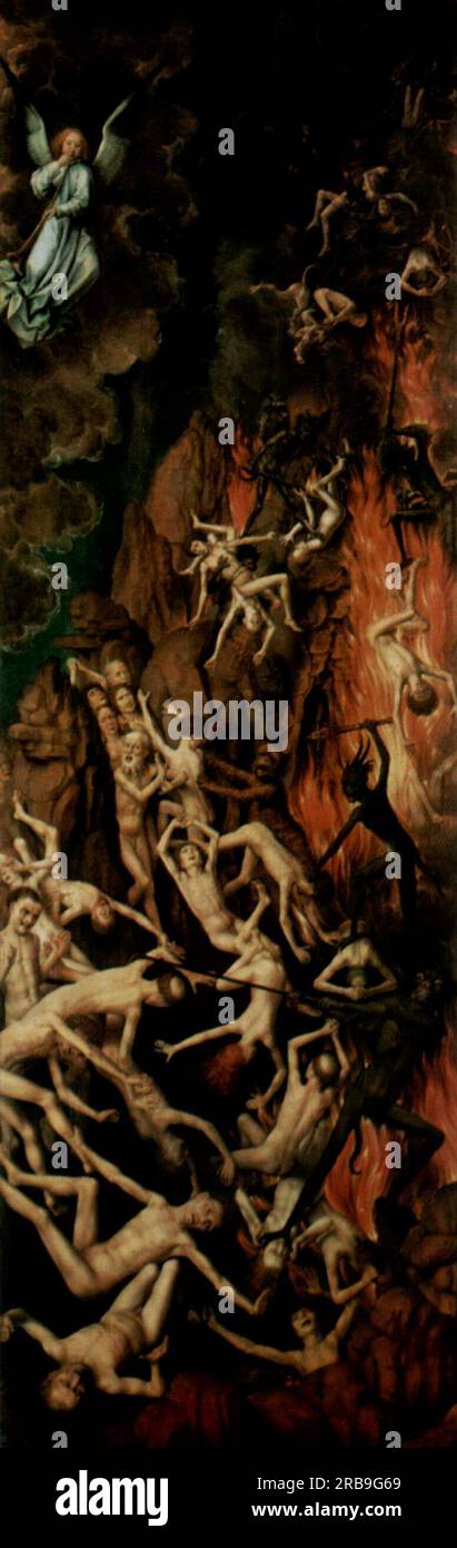 The Last Judgment, triptych, right wing Casting the Damned into Hell 1470 by Hans Memling Stock ...