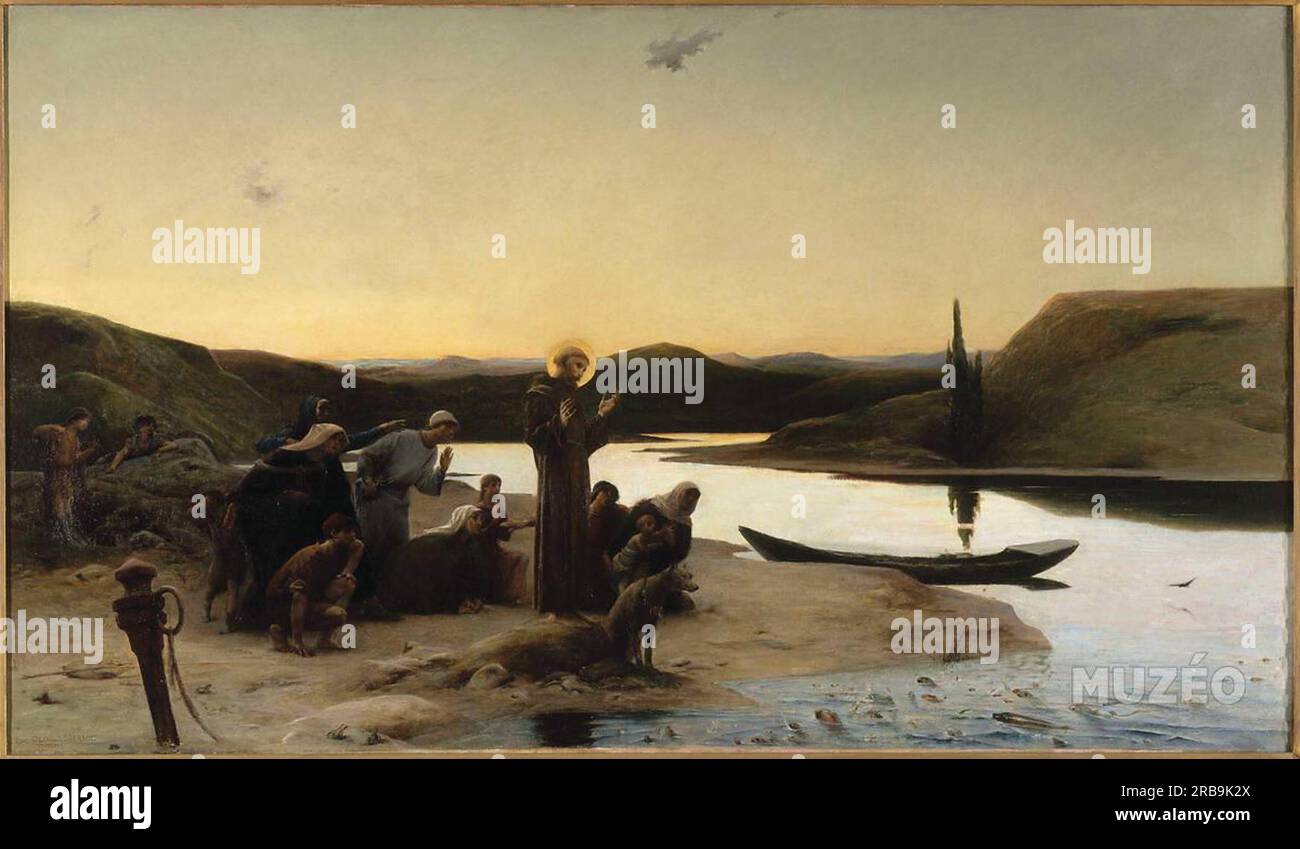St Francis of Assisi Preaching to the Fish by Luc-Olivier Merson Stock ...