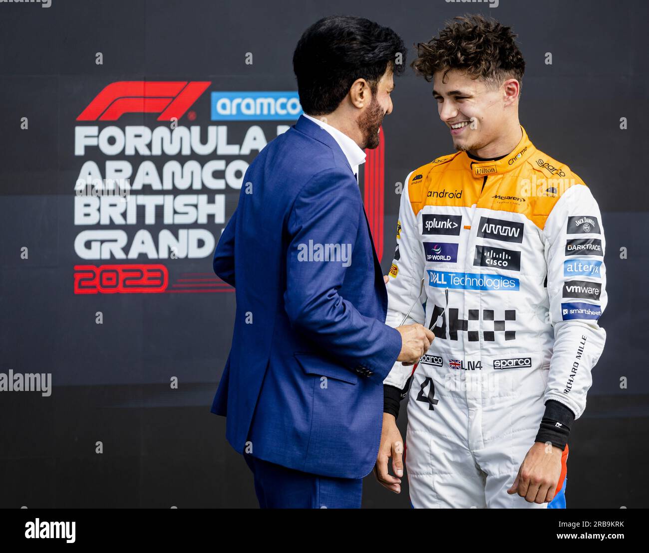 SILVERSTONE - Lando Norris (McLaren) in conversation with FIA president ...