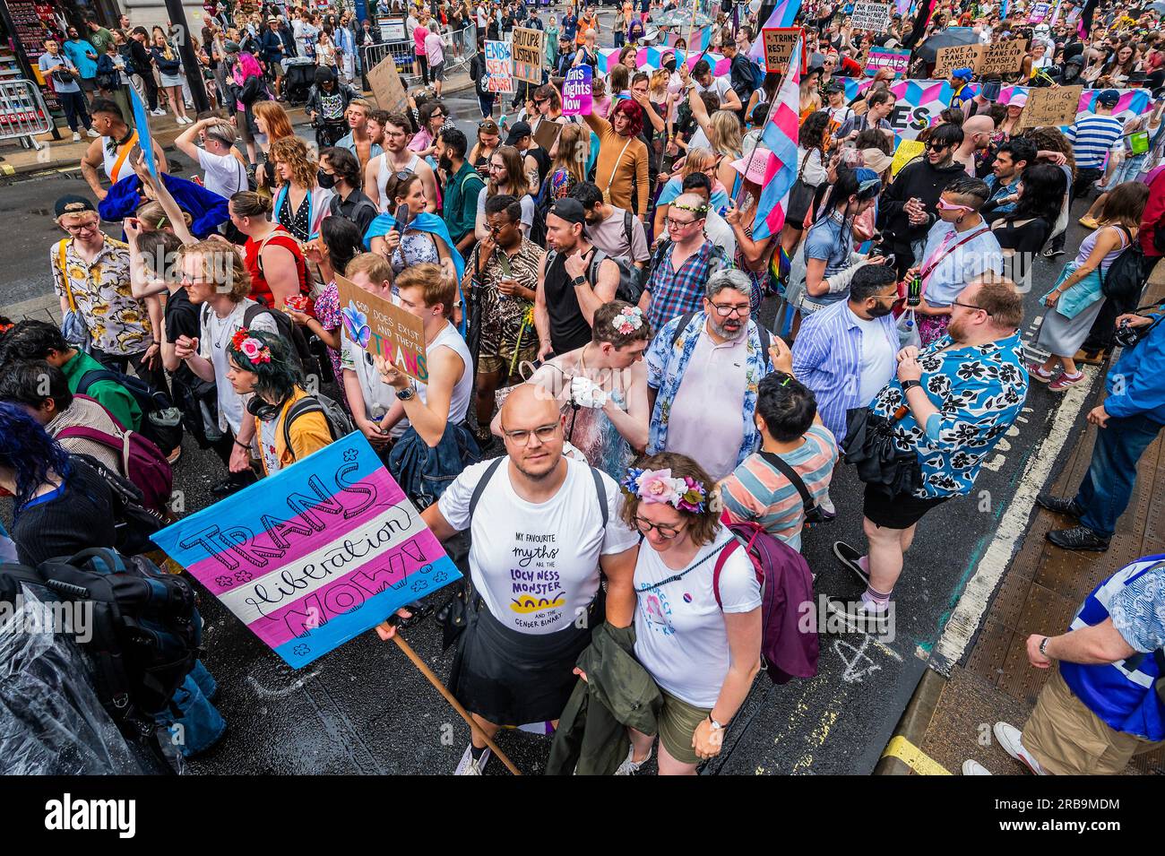 London, UK. 8th July, 2023. Trans pride march in London towards the end ...