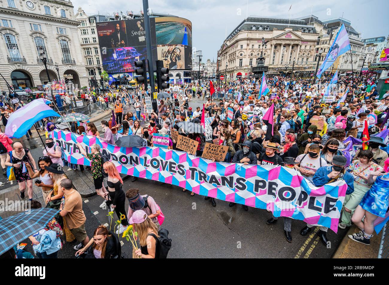 London, UK. 8th July, 2023. Trans pride march in London towards the end ...