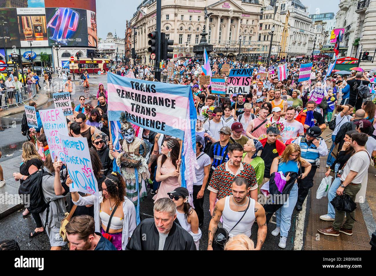 London, UK. 8th July, 2023. Trans pride march in London towards the end ...