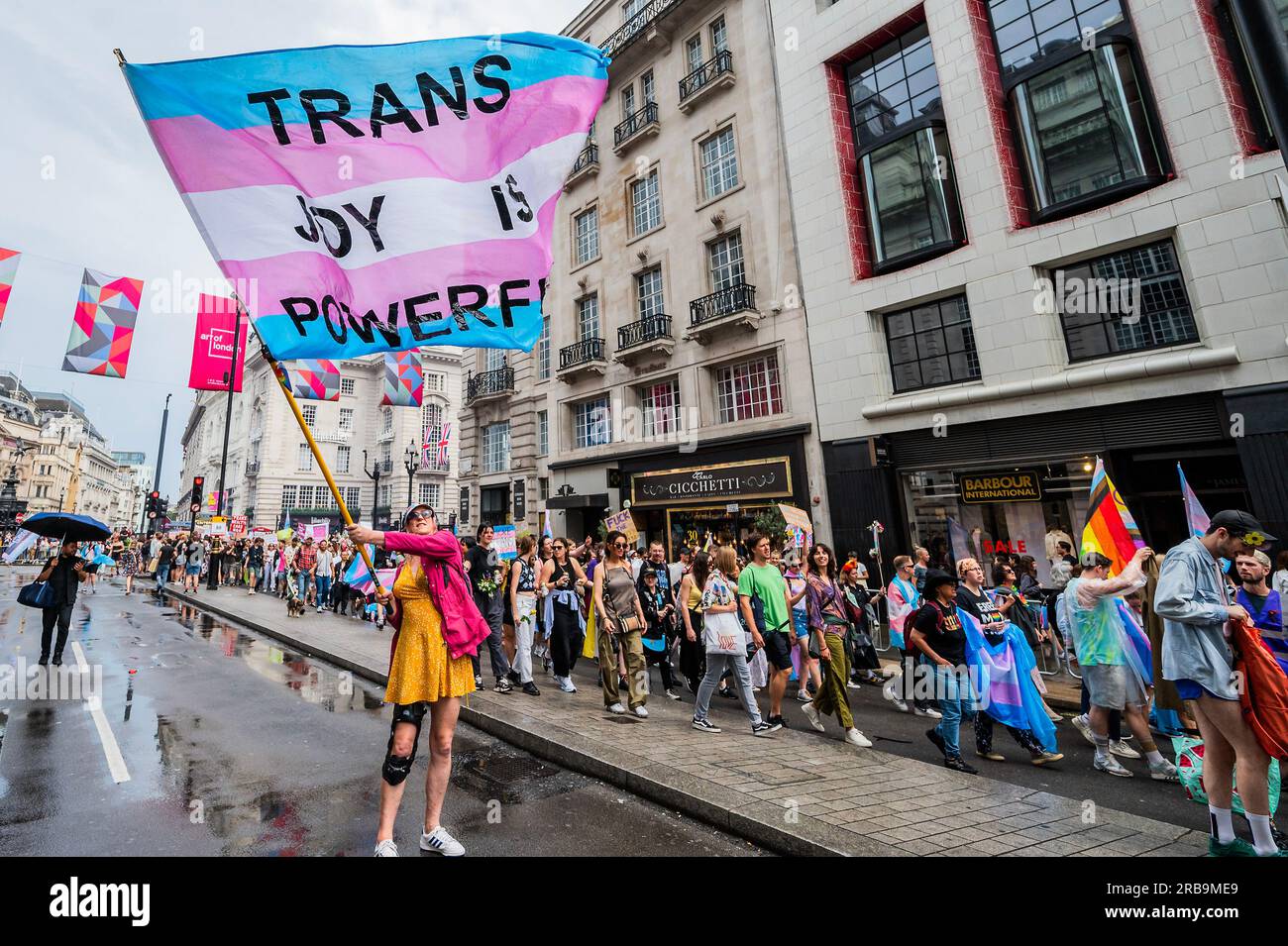 London, UK. 8th July, 2023. Trans pride march in London towards the end ...