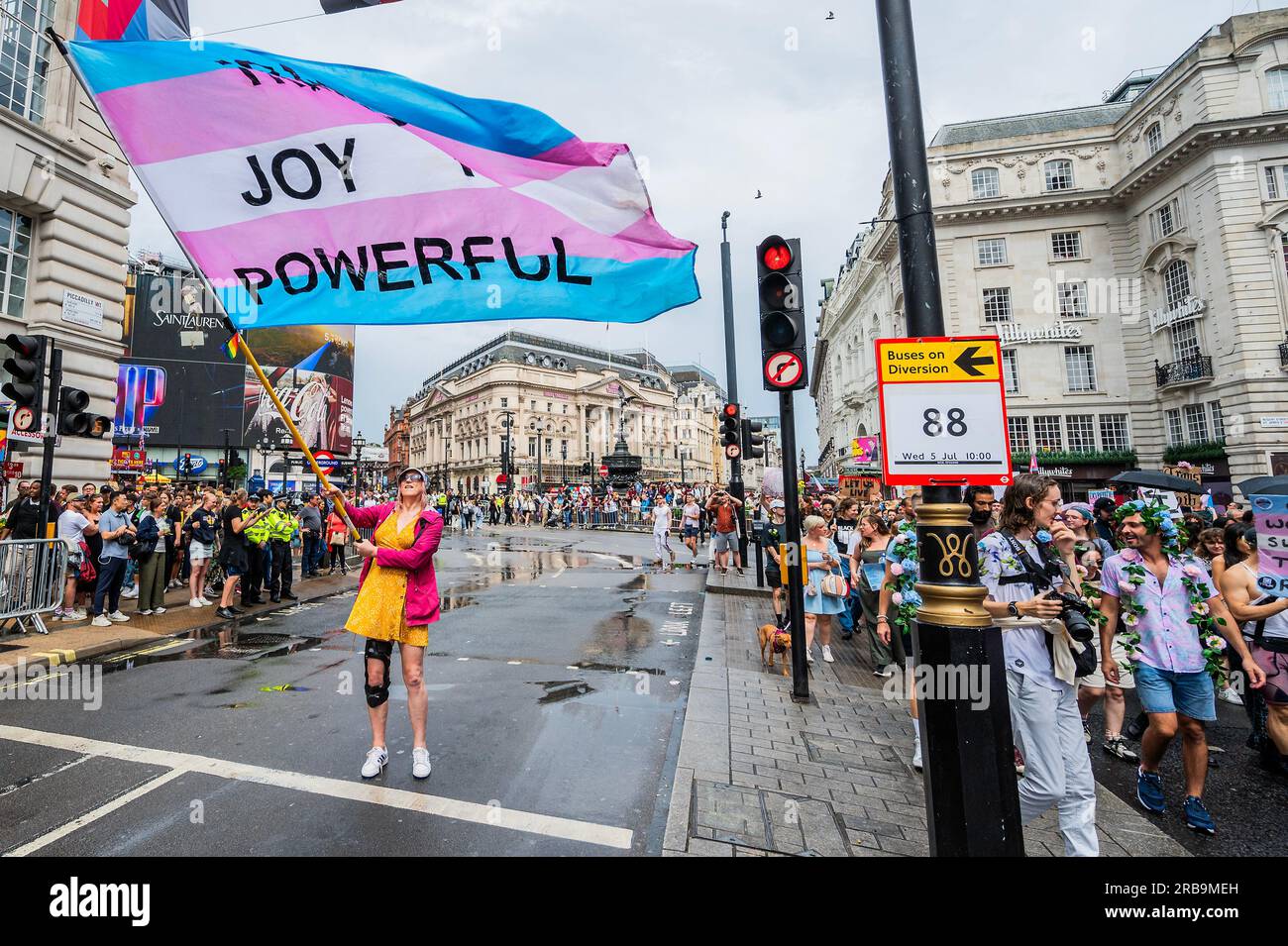 London, UK. 8th July, 2023. Trans pride march in London towards the end ...