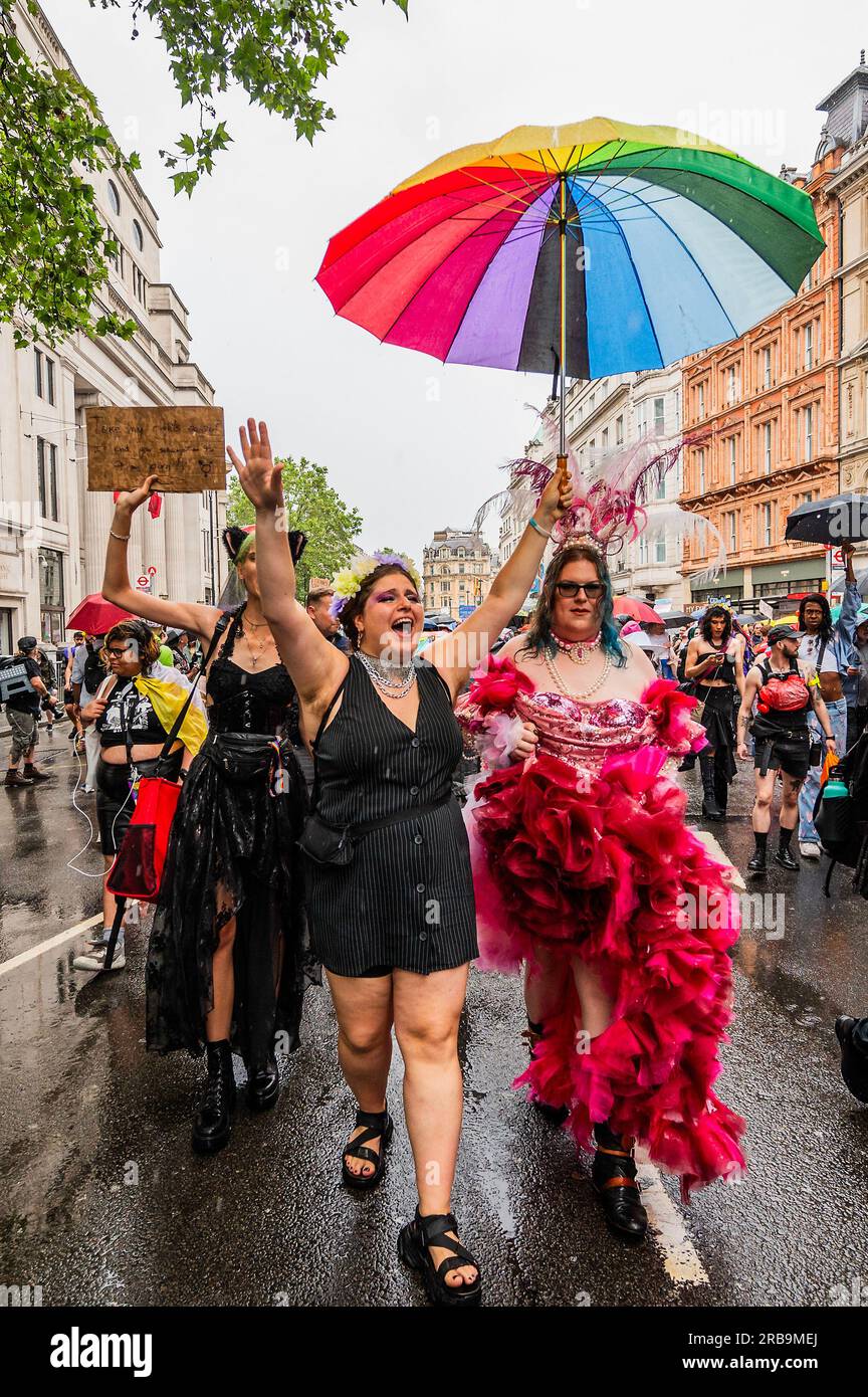 London, UK. 8th July, 2023. Trans pride march in London towards the end ...