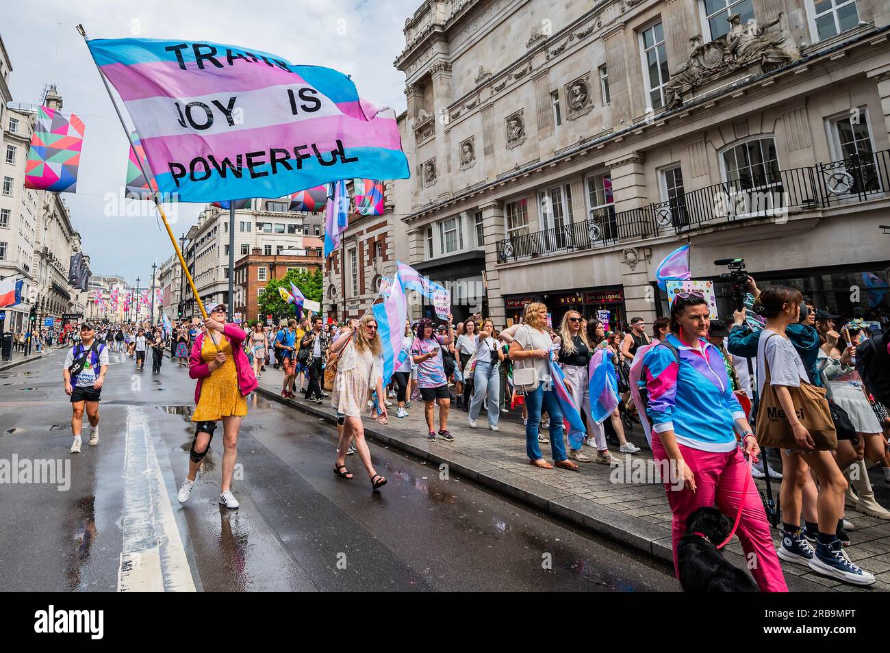 London, UK. 8th July, 2023. Trans pride march in London towards the end ...
