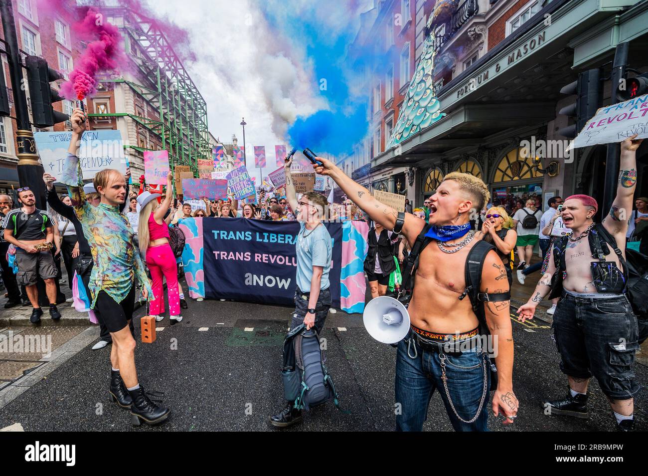 London, UK. 8th July, 2023. Trans pride march in London towards the end ...