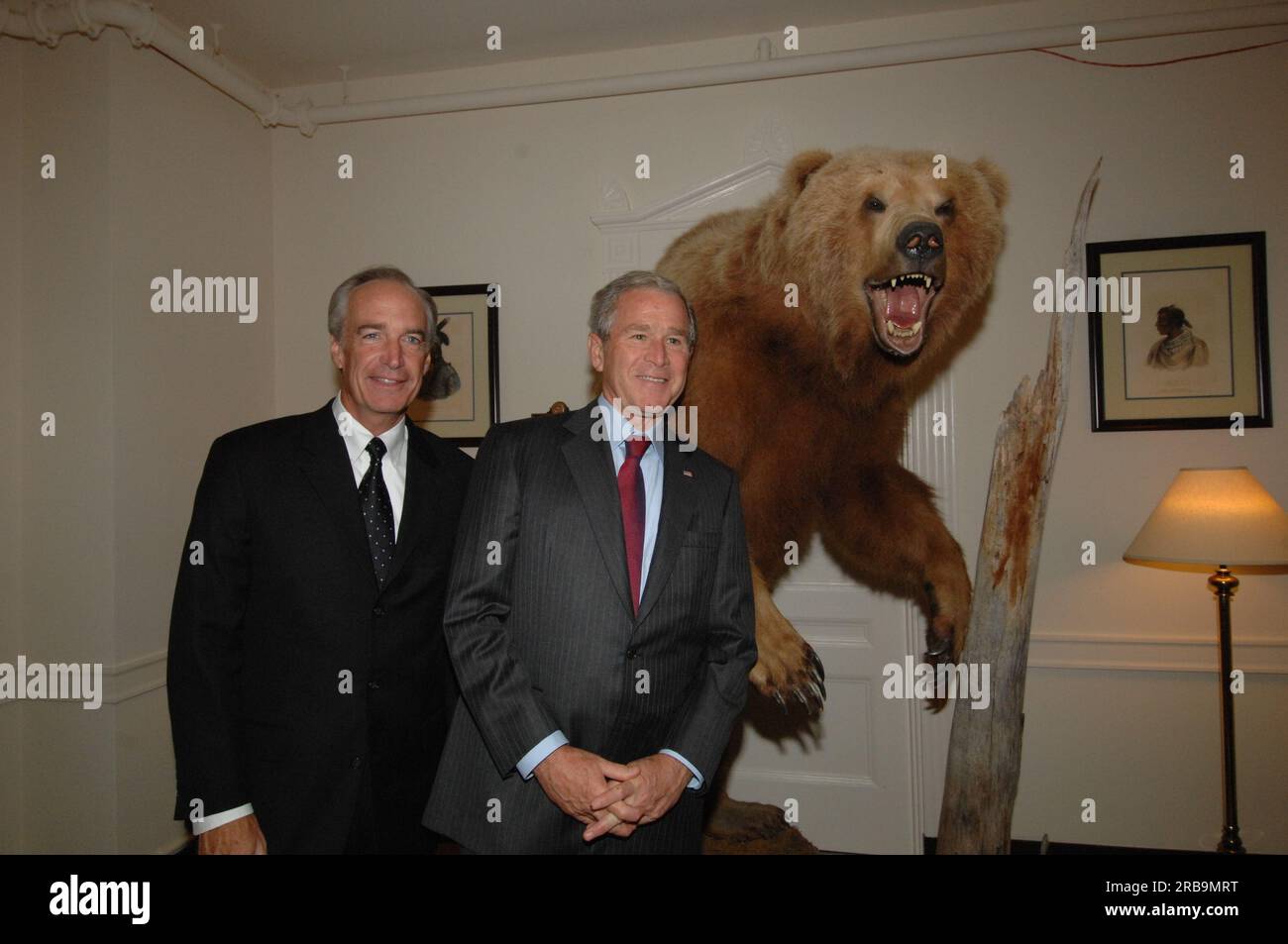 President George W. Bush touring offices in Main Interior, meeting ...
