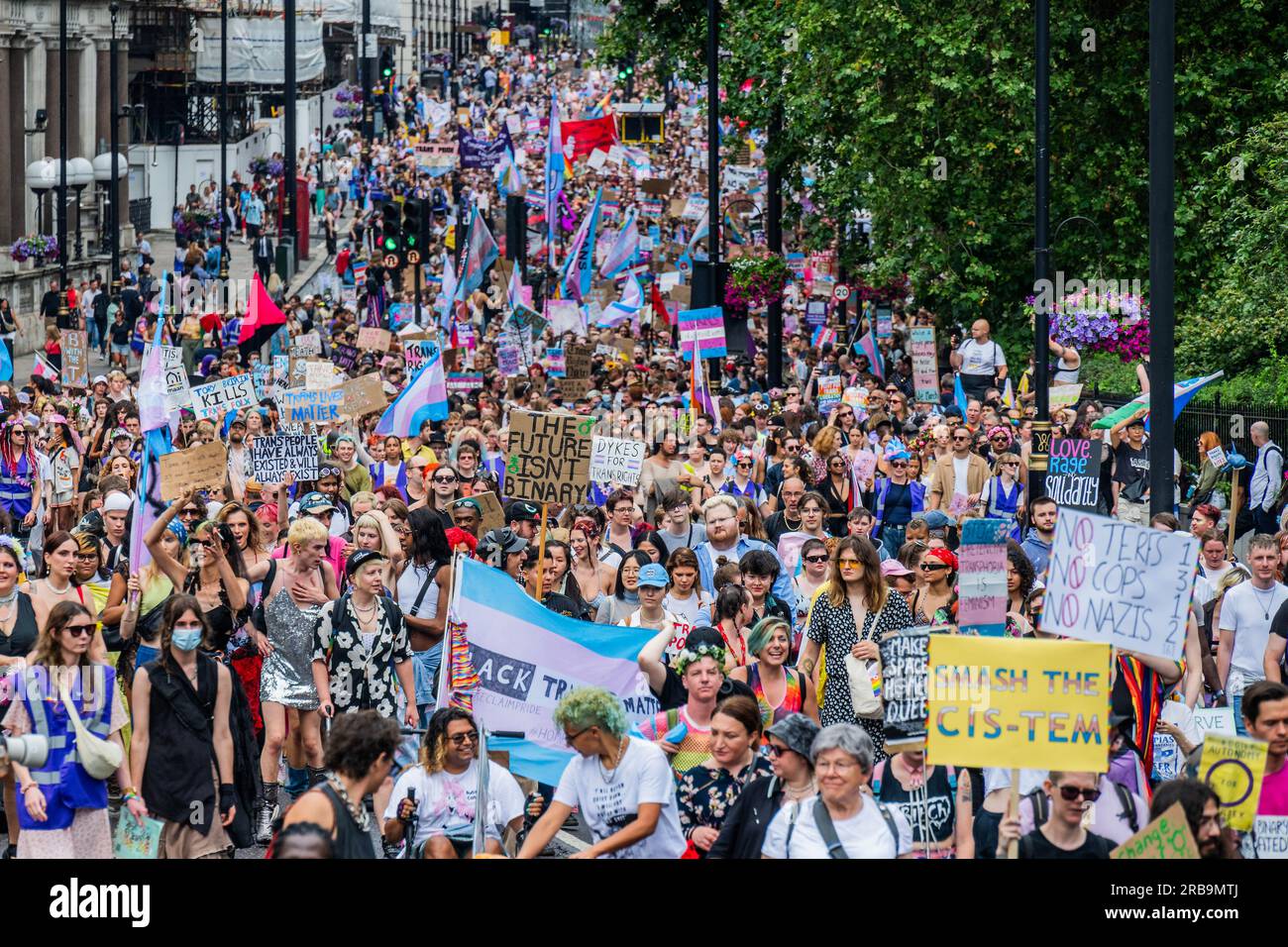 London, UK. 8th July, 2023. Trans pride march in London towards the end ...