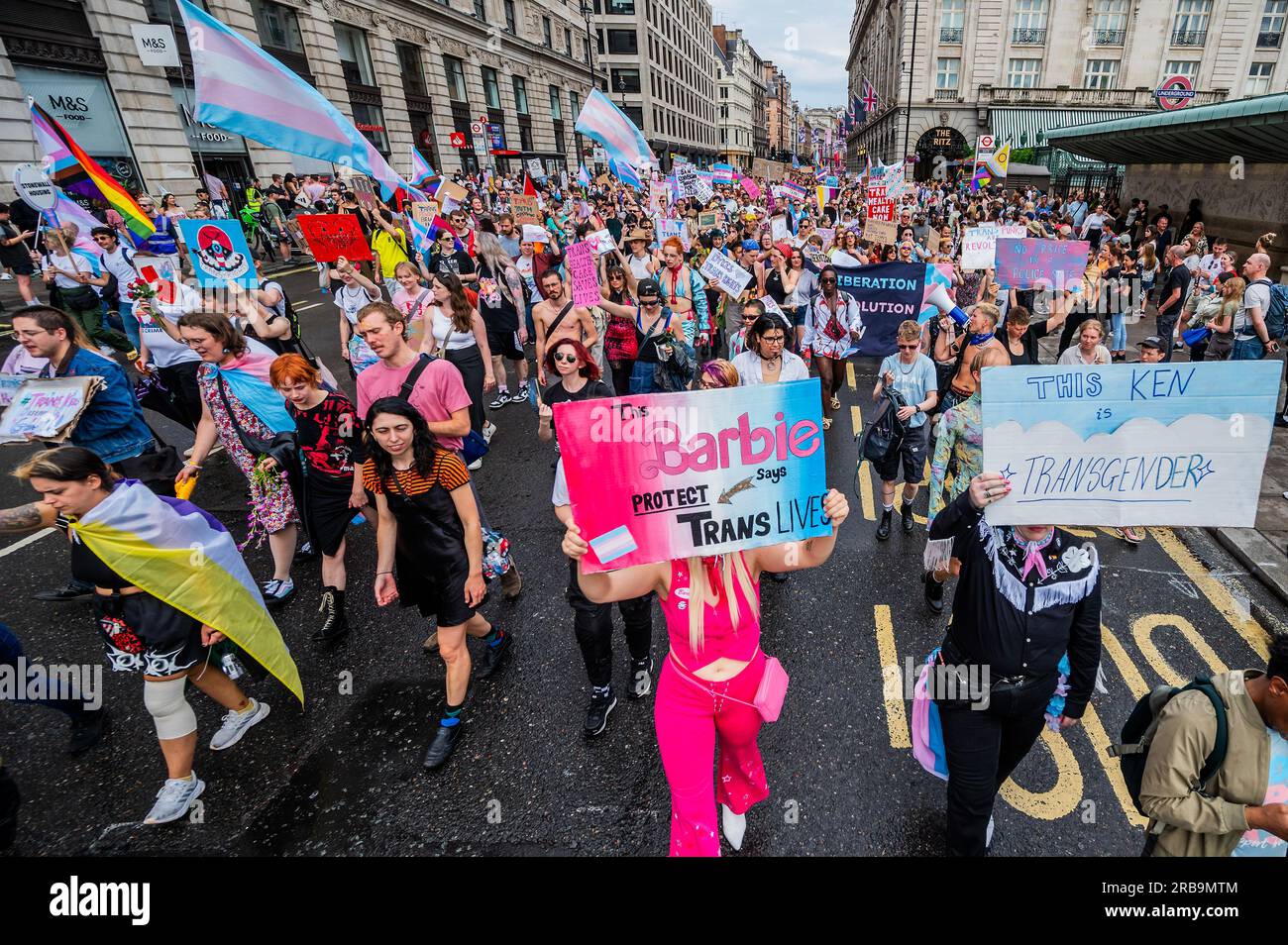 London, UK. 8th July, 2023. Trans pride march in London towards the end ...