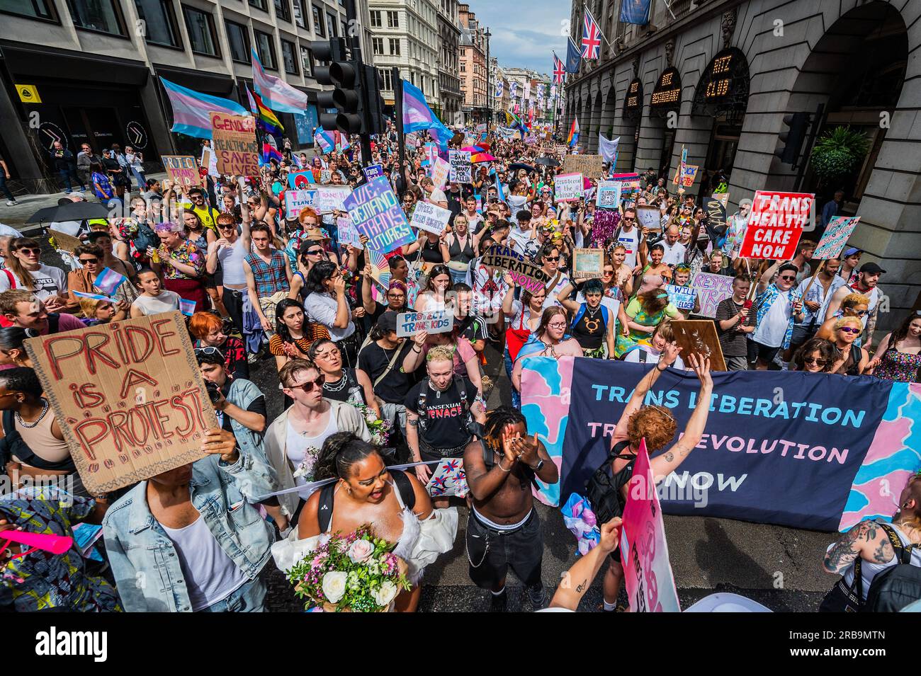 London, UK. 8th July, 2023. Trans pride march in London towards the end ...