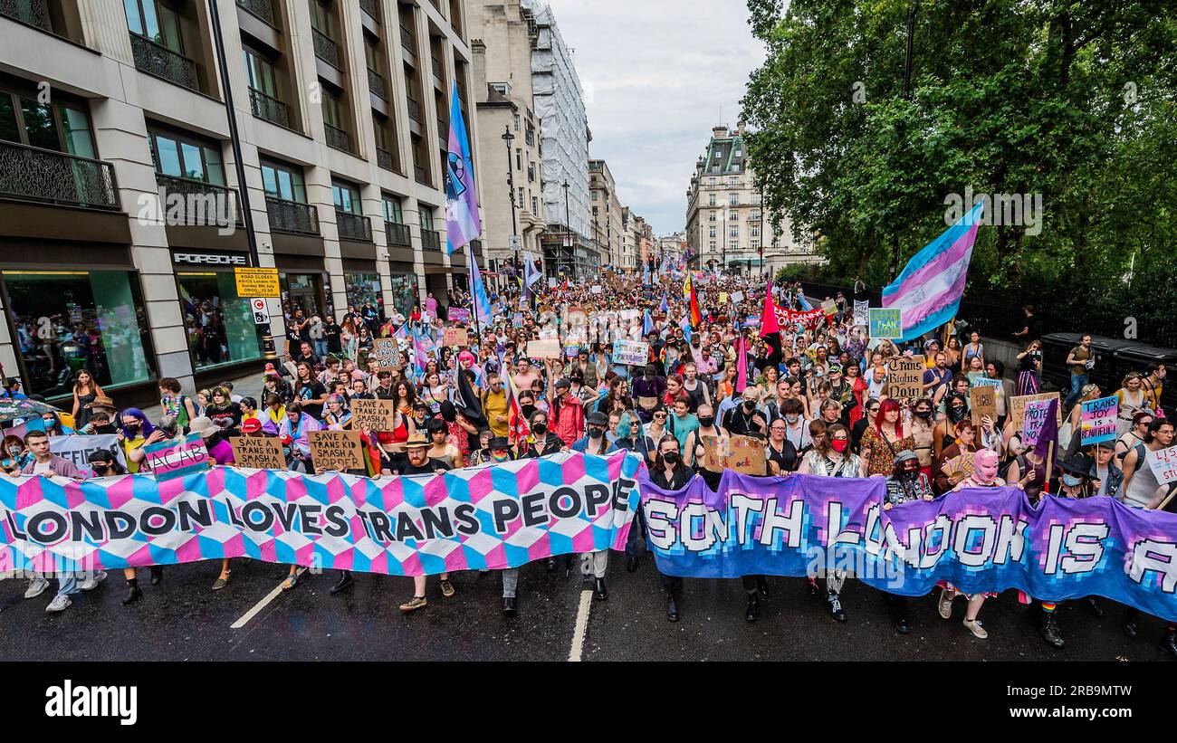 London, UK. 8th July, 2023. Trans pride march in London towards the end ...