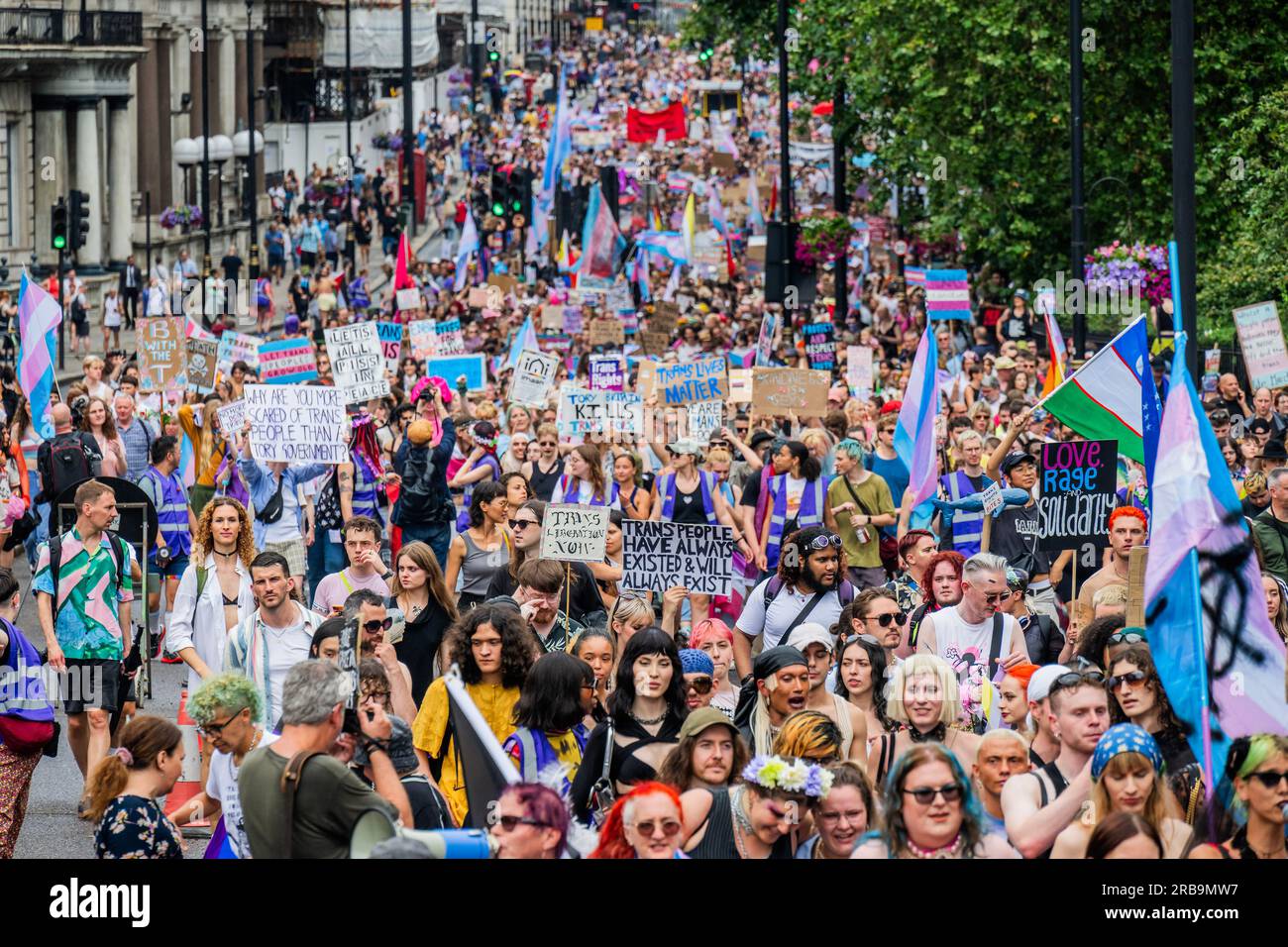 London, UK. 8th July, 2023. Trans pride march in London towards the end ...