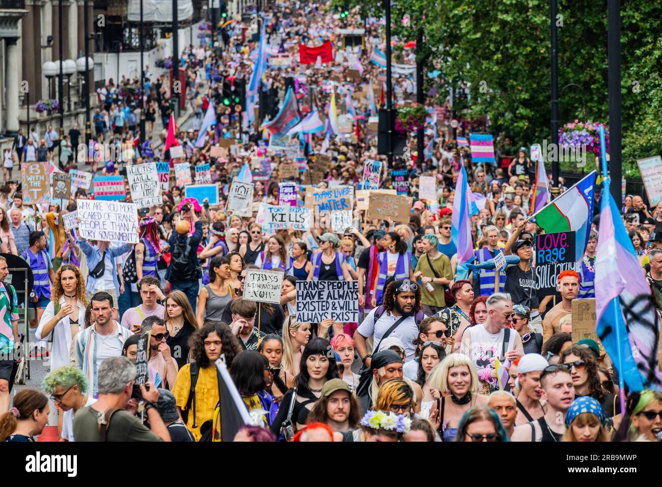 London, UK. 8th July, 2023. Trans pride march in London towards the end ...