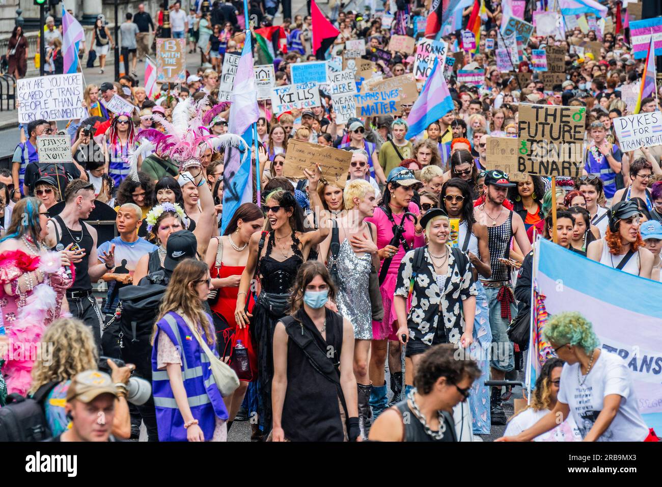 London, UK. 8th July, 2023. Trans pride march in London towards the end ...