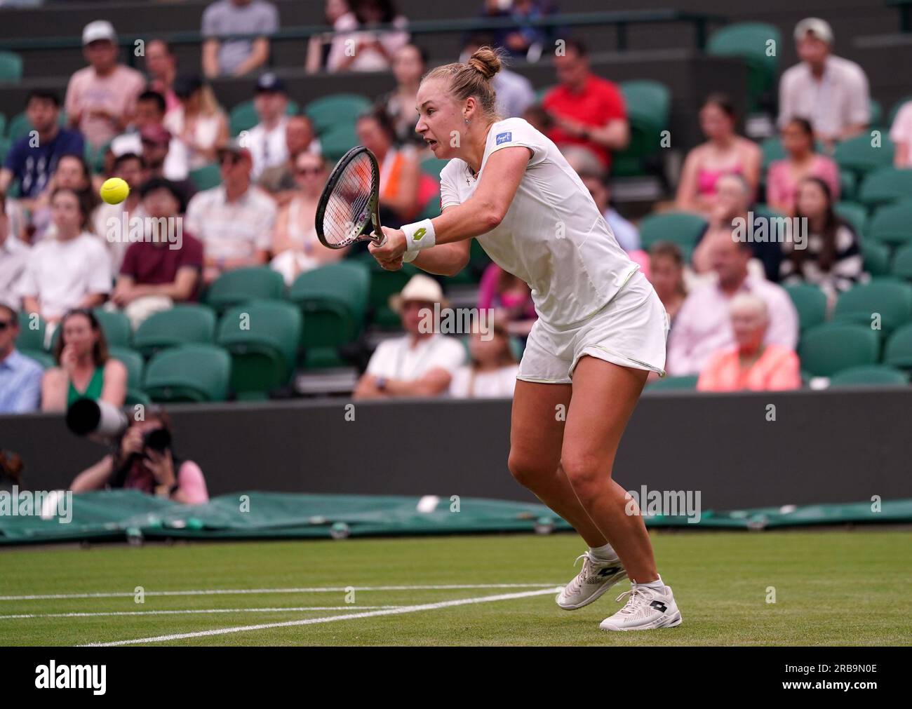 Anna Blinkova in action against Aryna Sabalenka (not pictured) on day ...