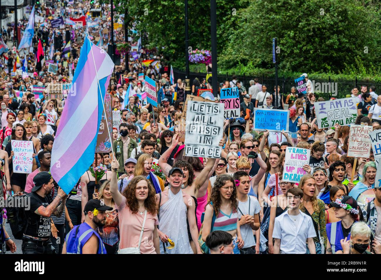 London, UK. 8th July, 2023. Trans pride march in London towards the end ...