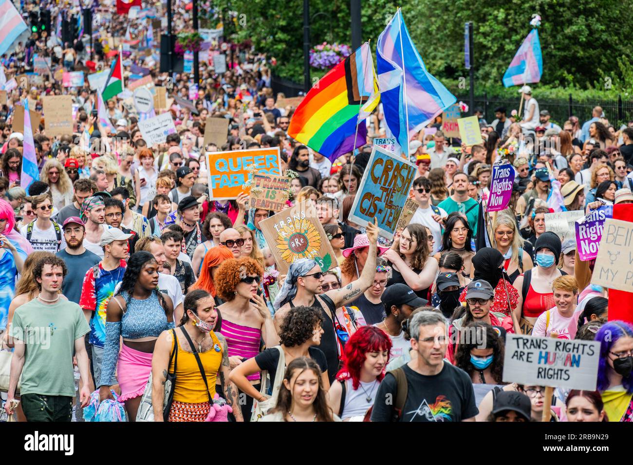 London, UK. 8th July, 2023. Trans pride march in London towards the end ...