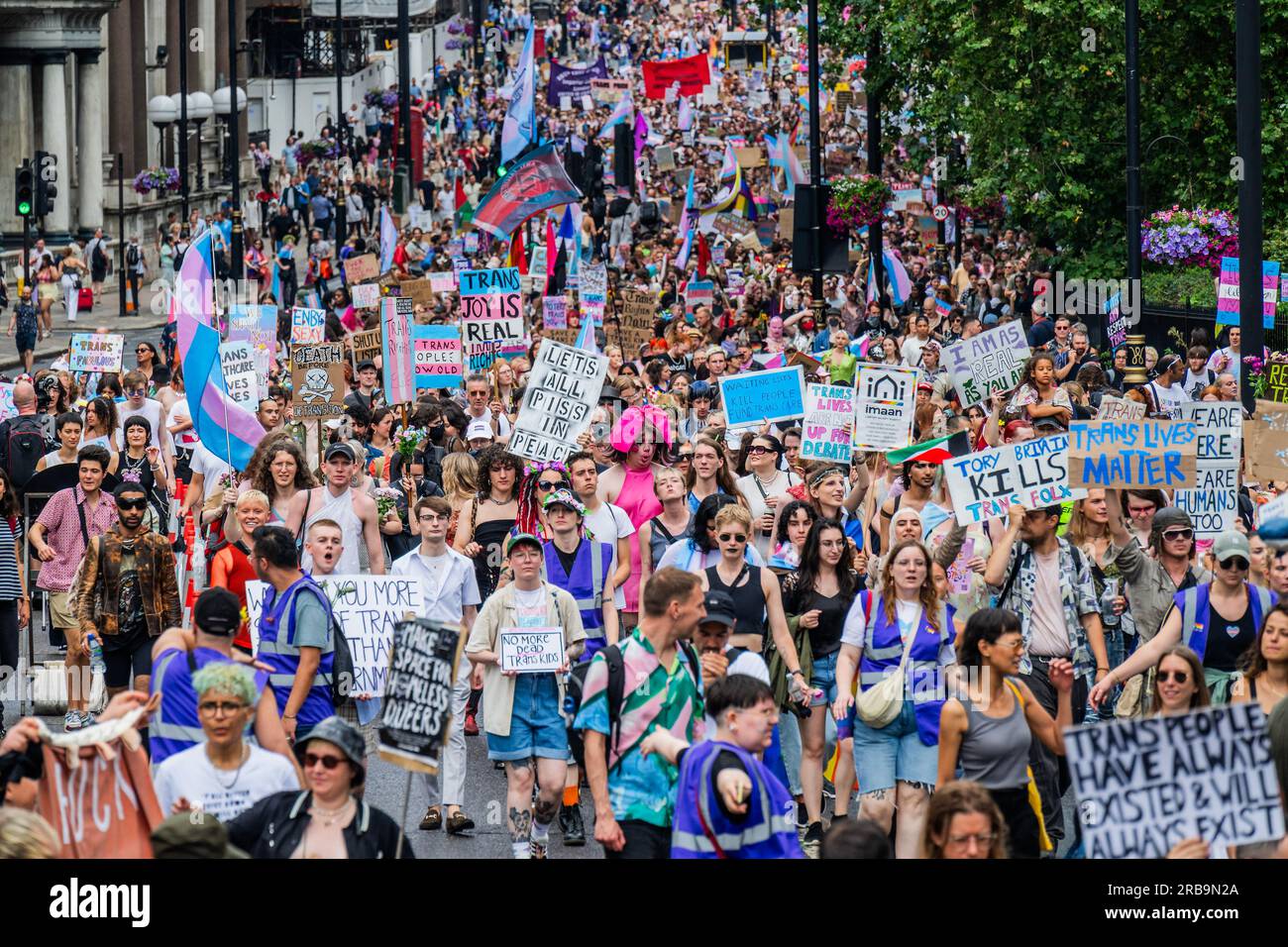London, UK. 8th July, 2023. Trans pride march in London towards the end ...