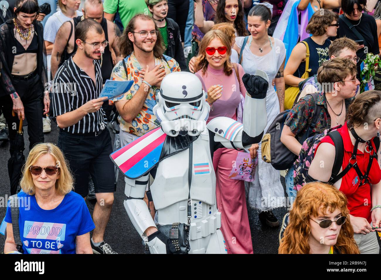 London, UK. 8th July, 2023. Trans pride march in London towards the end ...