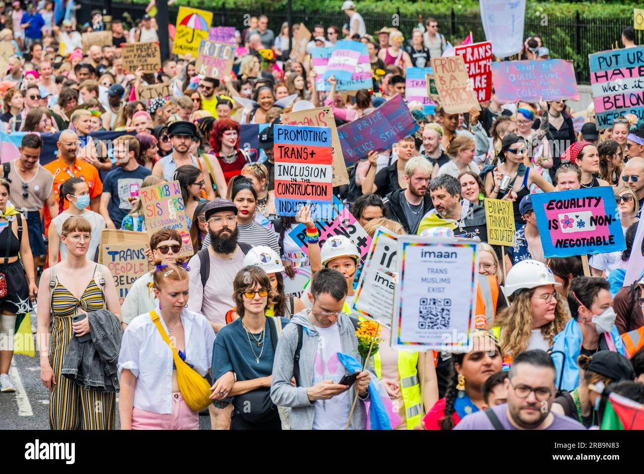 London, UK. 8th July, 2023. Trans pride march in London towards the end ...