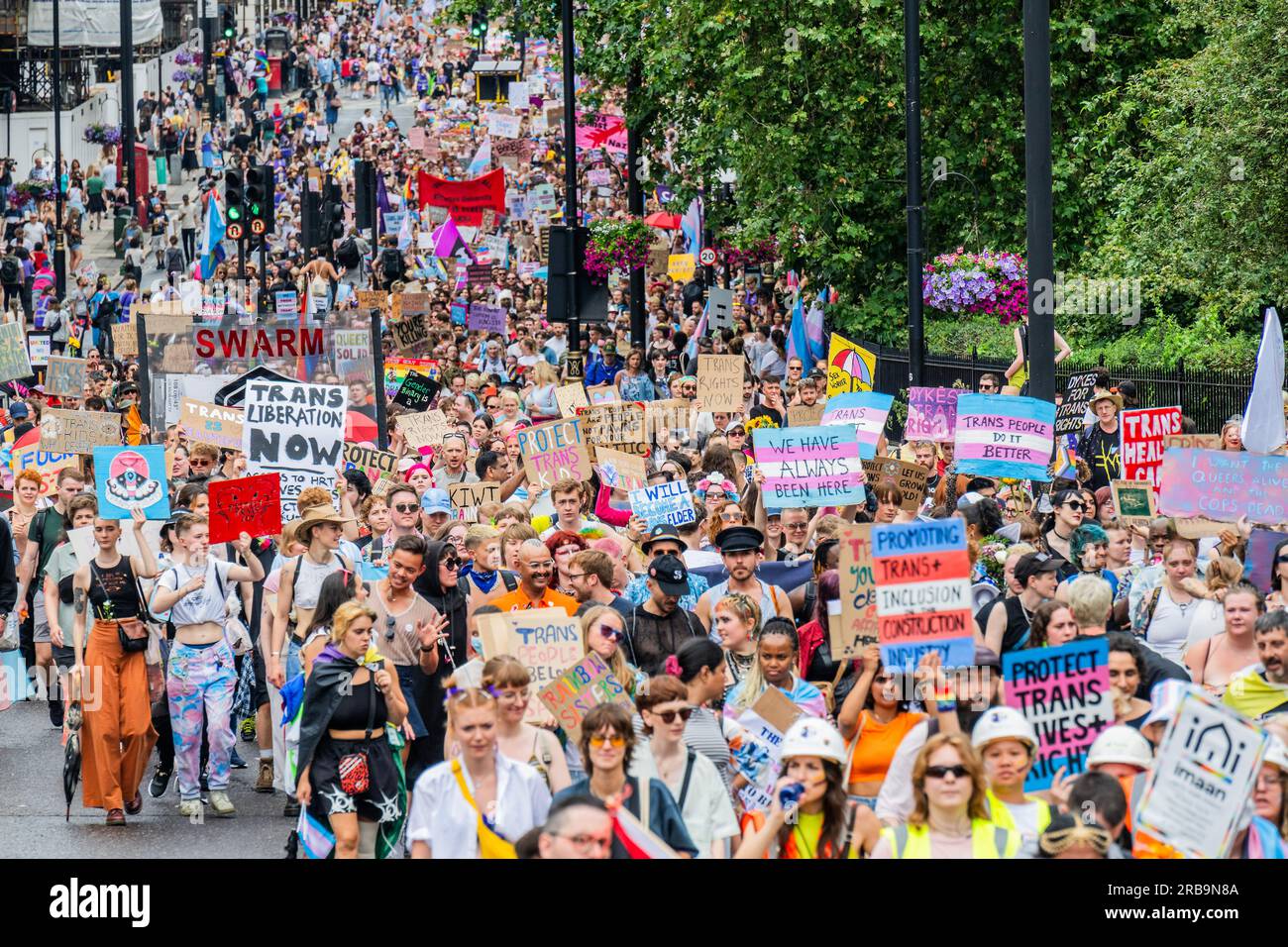 London, UK. 8th July, 2023. Trans pride march in London towards the end ...