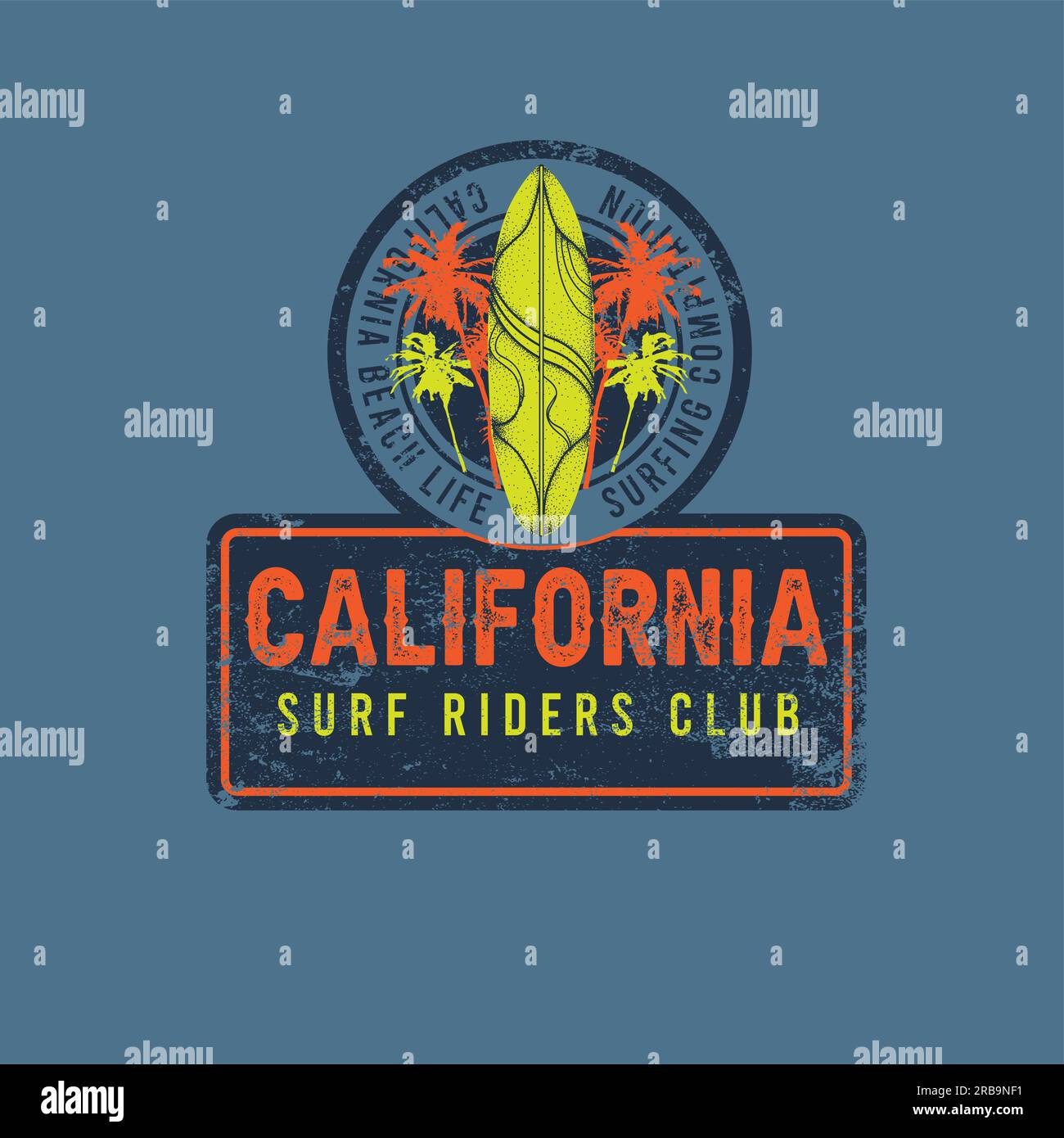 California Surf Palm tree vector Illustration t-shirt print design ...