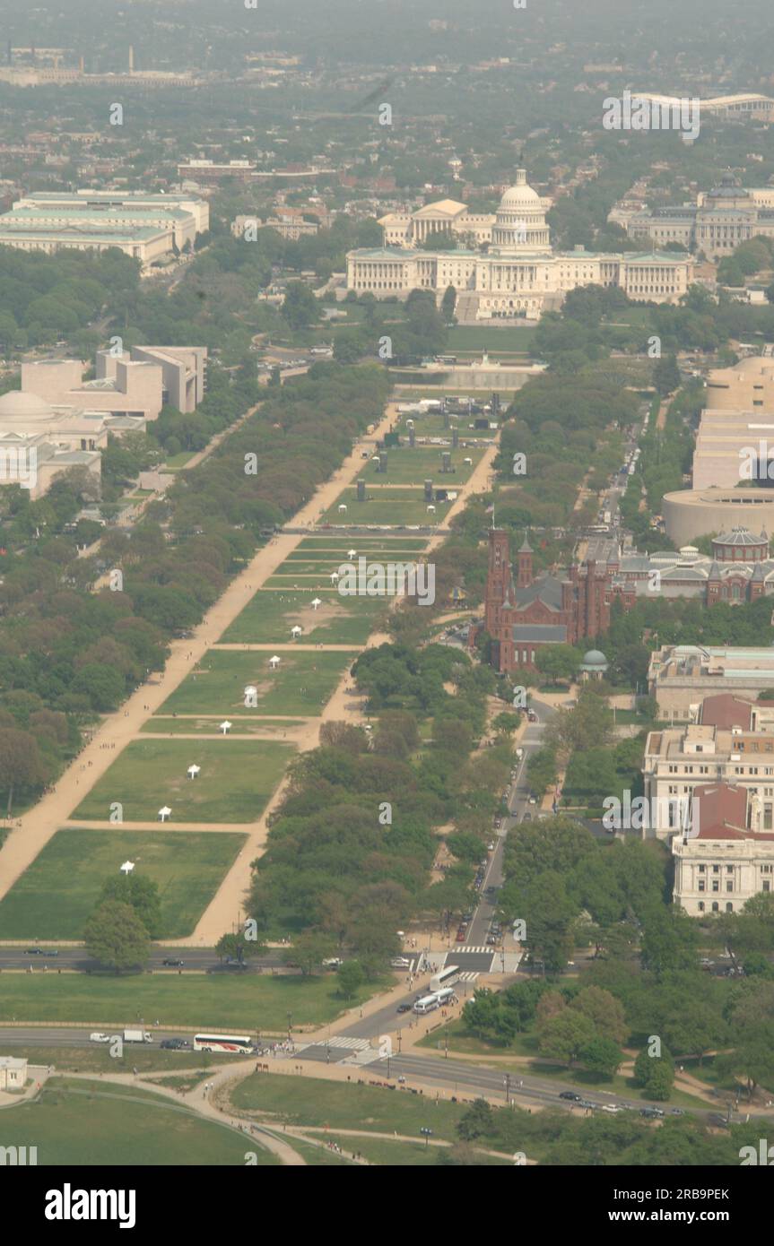 Aerial views of Washington, D.C. buildings, monuments, landscapes ...