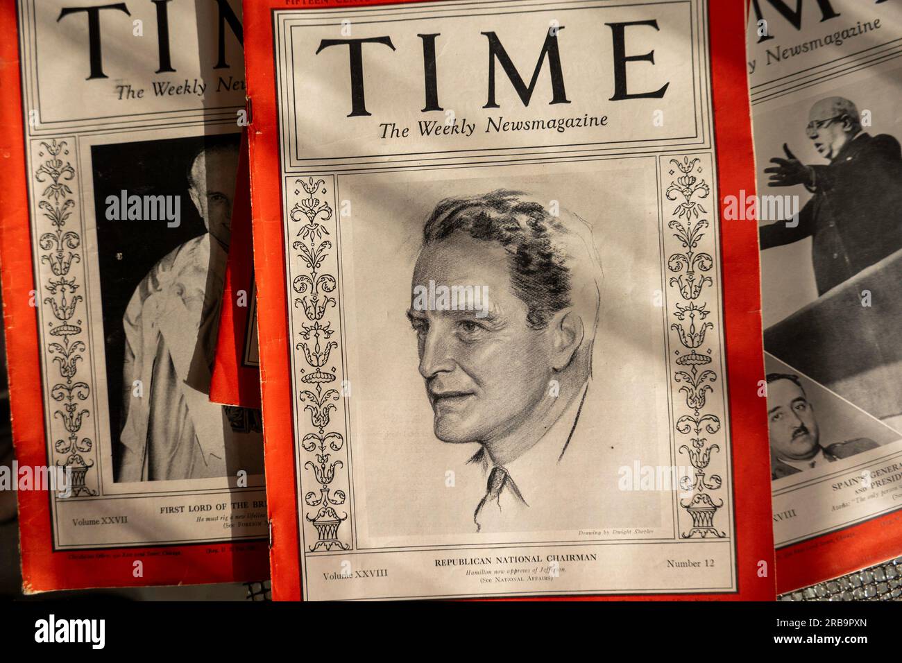 Still Life of "Time" magazine covers from 1936, USA Stock Photo - Alamy