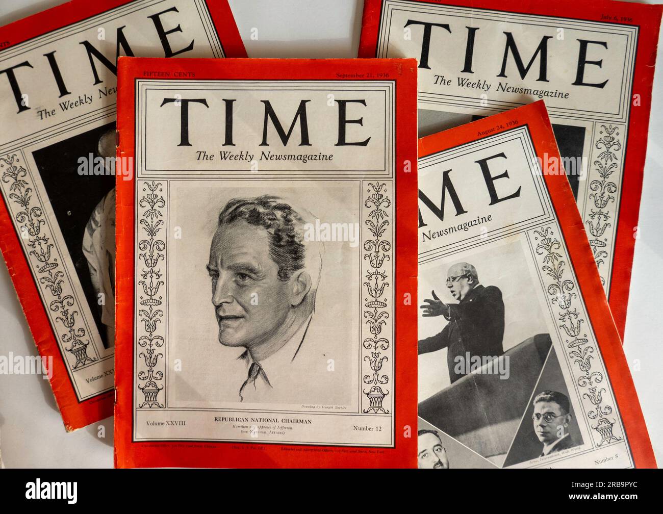 Still Life of "Time" magazine covers from 1936, USA Stock Photo - Alamy