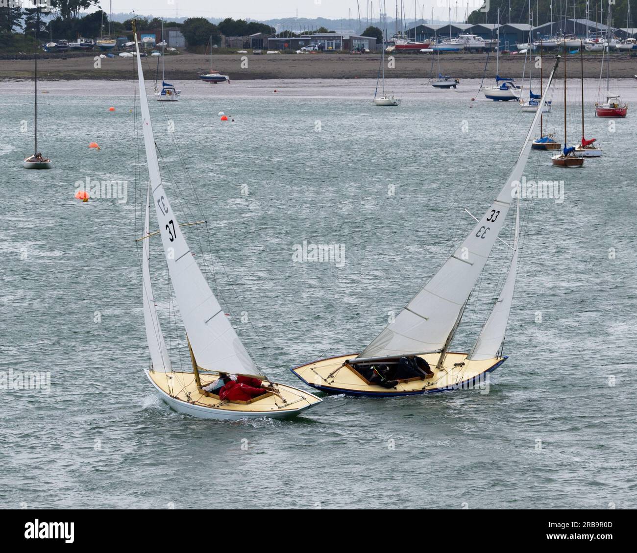 Four Fife One Design yachts sailing off Beaumaris in the Menai Straits ...