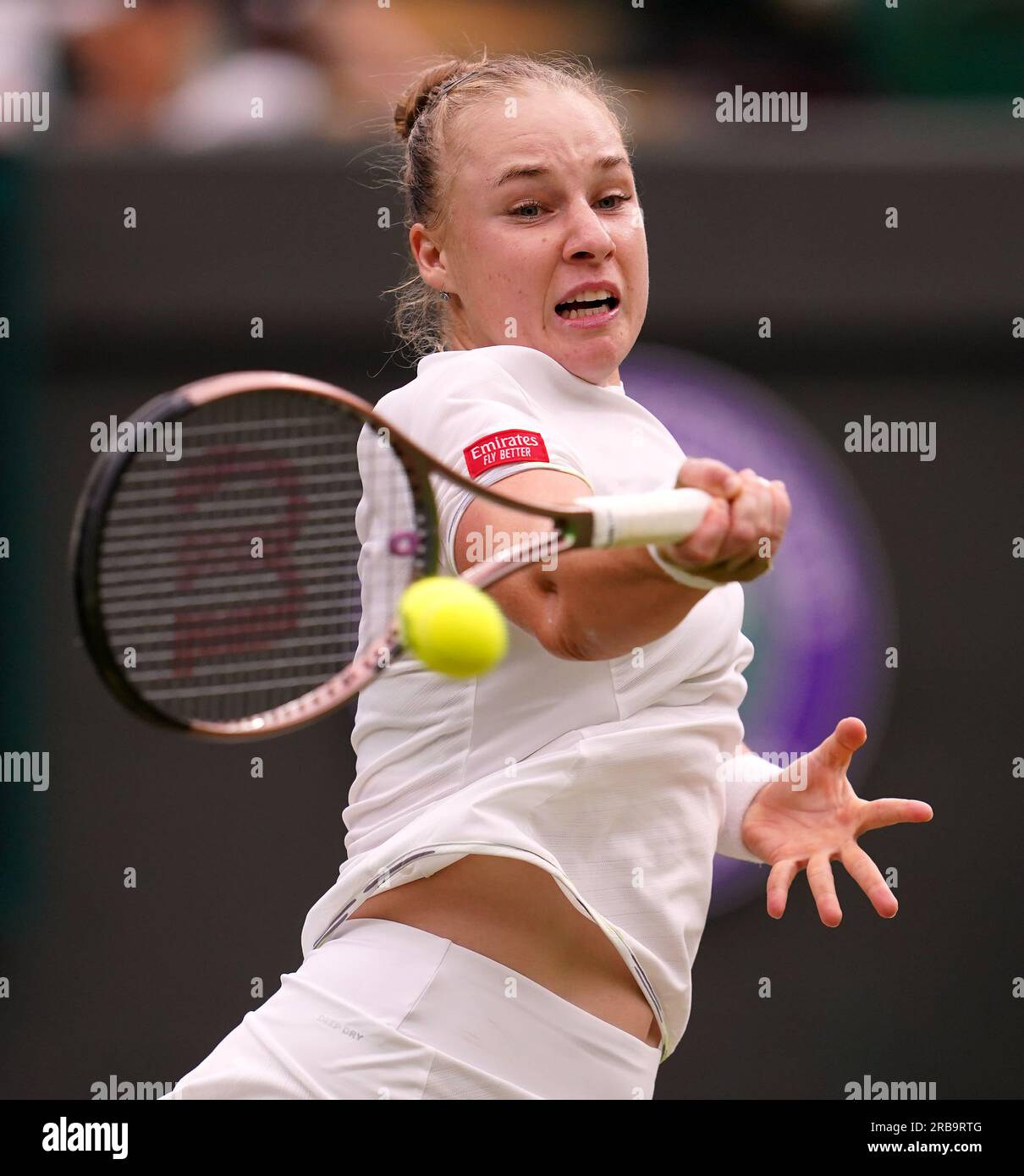 Anna Blinkova in action against Aryna Sabalenka (not pictured) on day ...