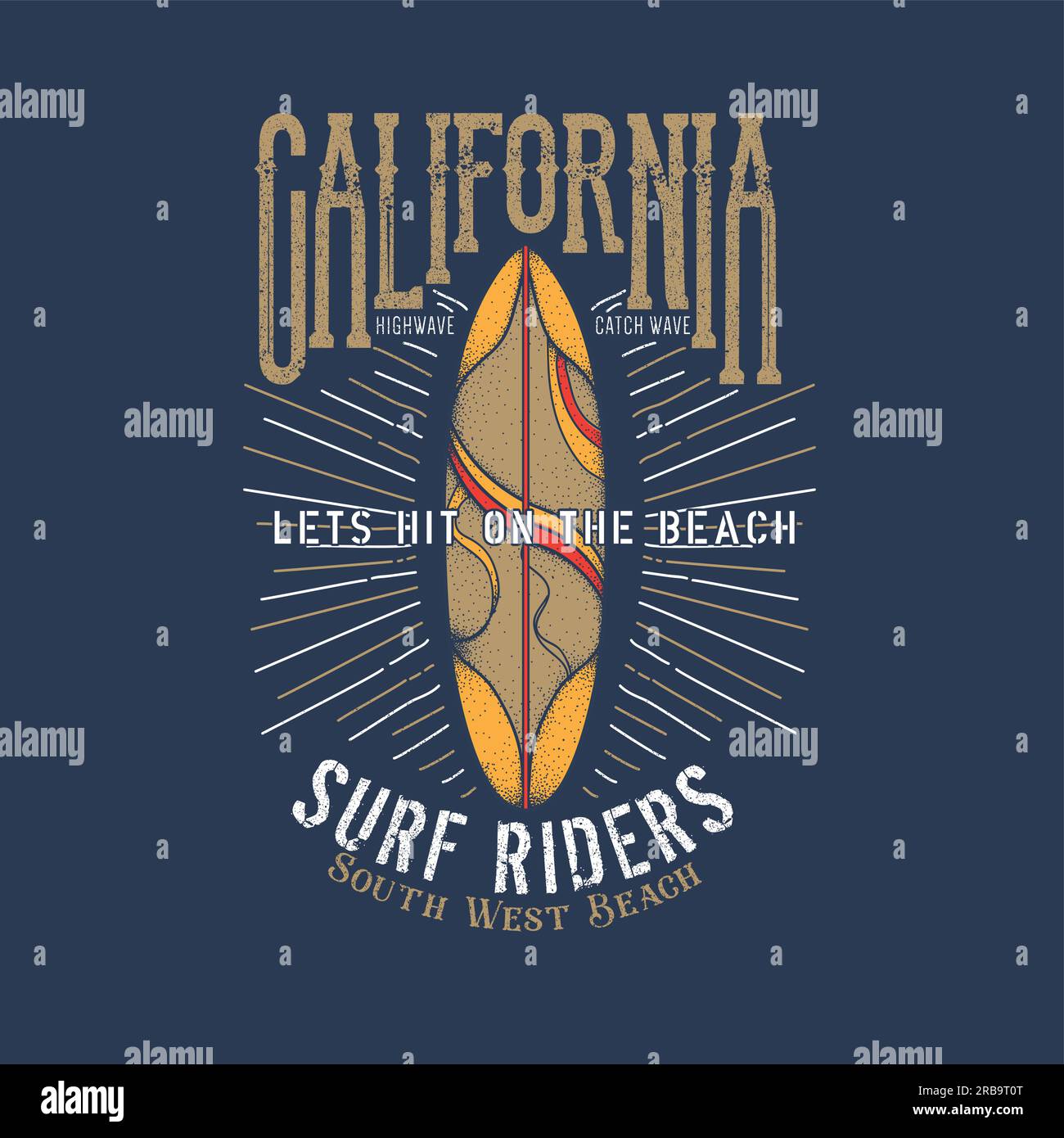 California Surf Riders vector illustration for t-shirt print design ...